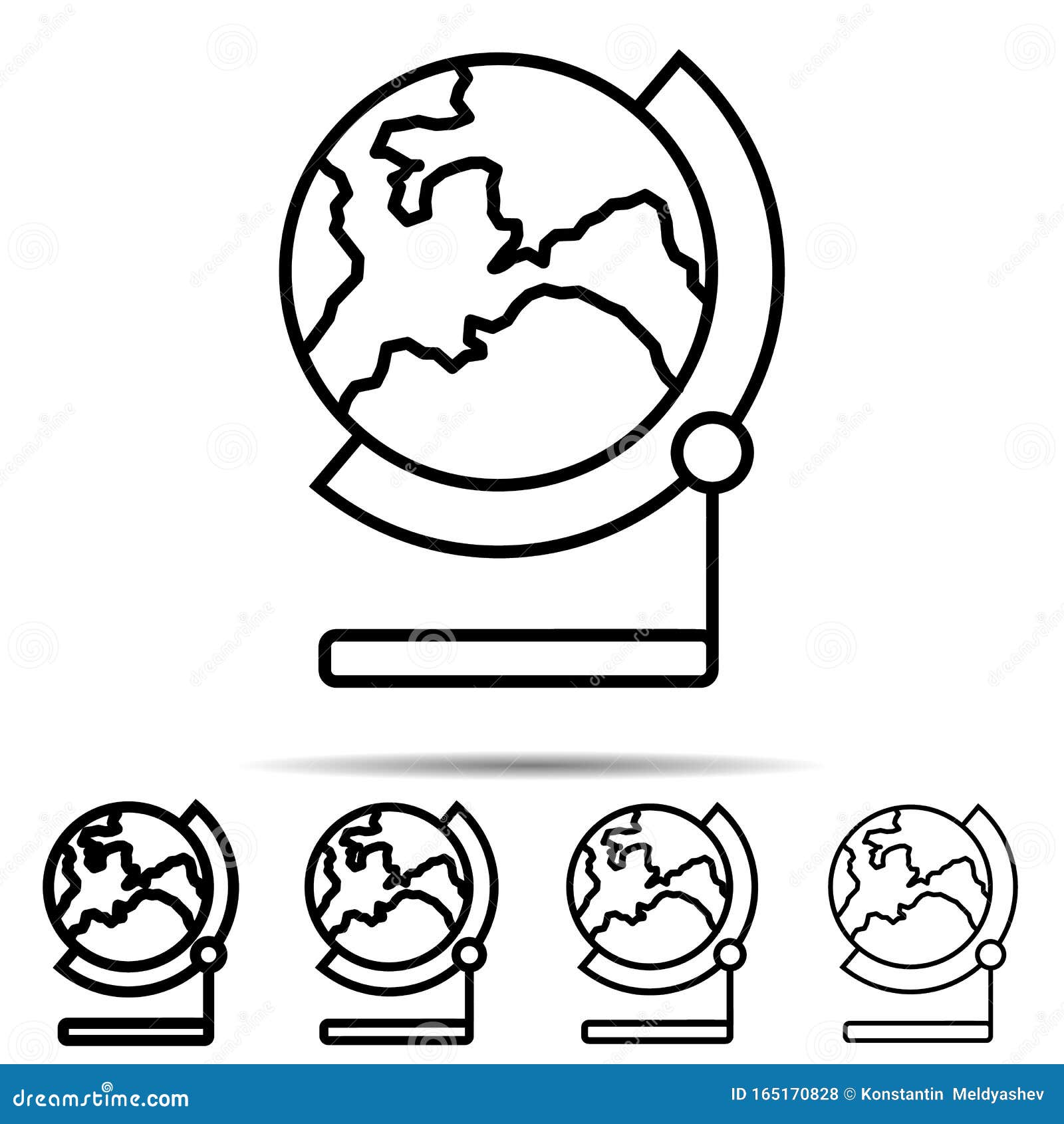 Globe Icon in Different Shapes. Simple Thin Line, Outline Vector of ...