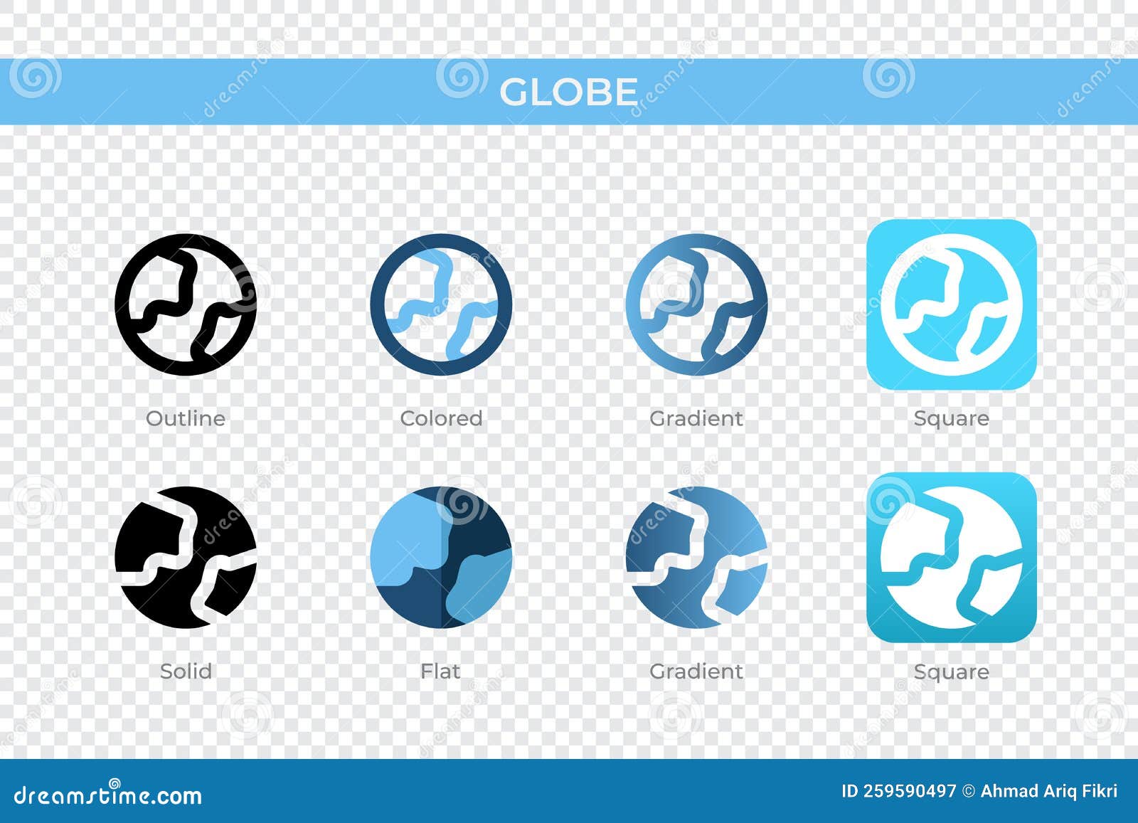 Globe Icon in Different Style. Globe Vector Icons Designed in Outline ...