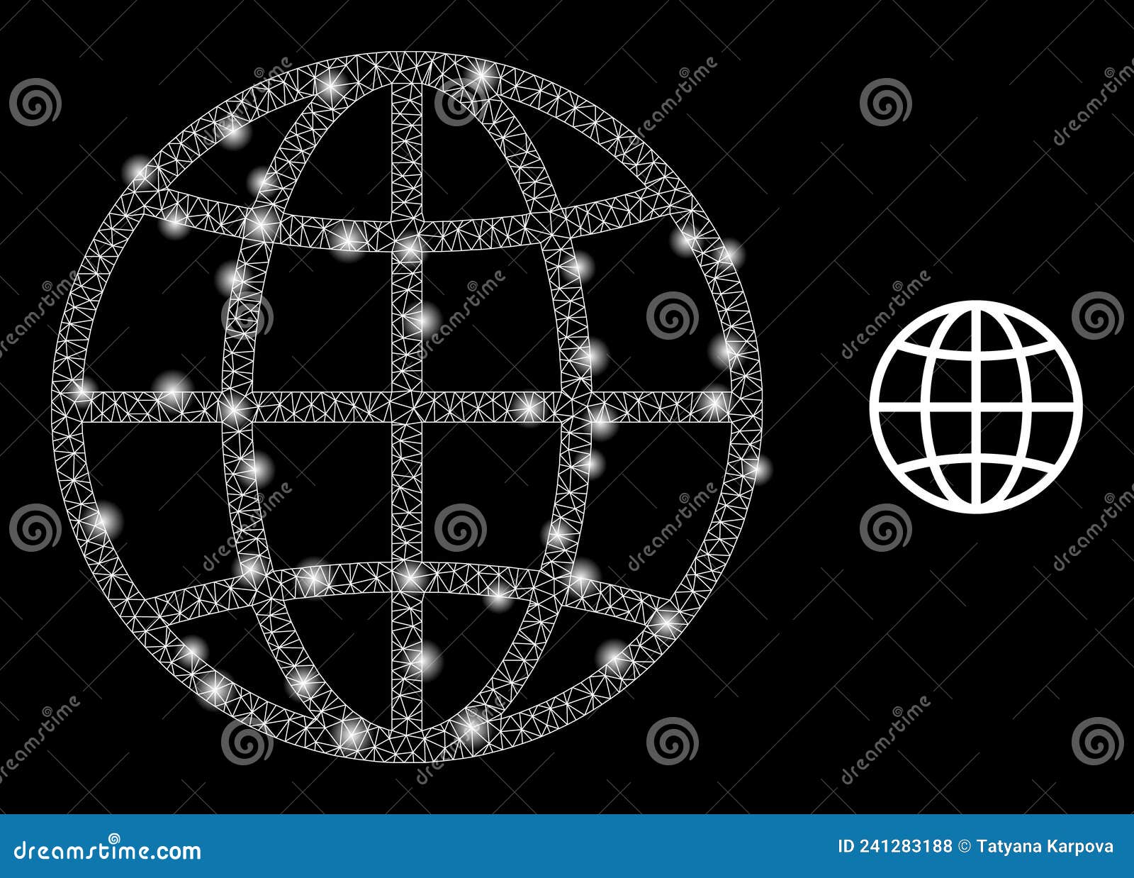 Globe Icon - Triangulated Mesh with Constellation Nodes Stock Vector ...