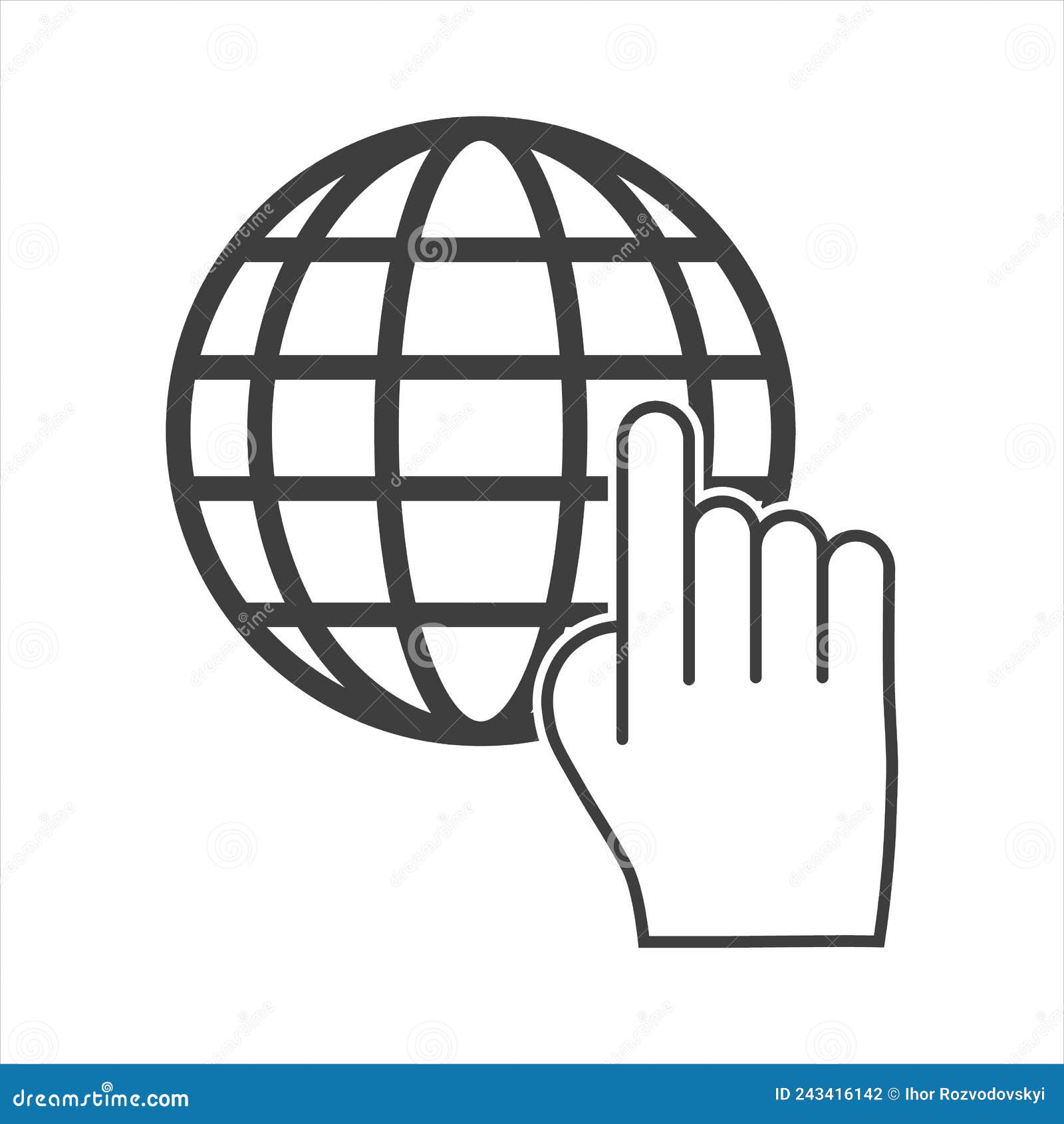 Globe Icon with Hand Sign on White Background Stock Vector ...