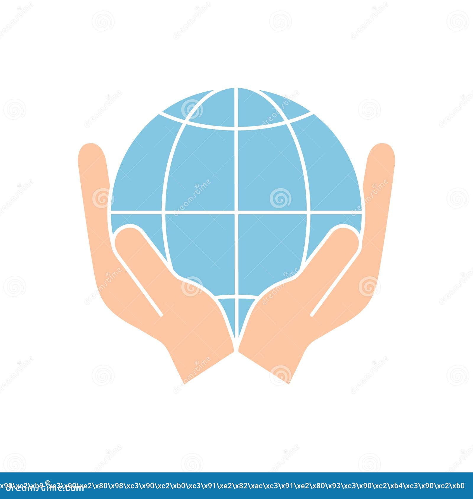Globe Icon in Human Hands Vector Illustration Stock Vector ...