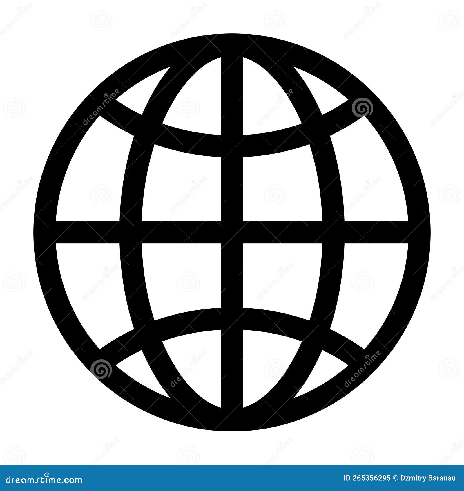 Globe Icon Line Isolated on White Background. Black Flat Thin Icon on ...