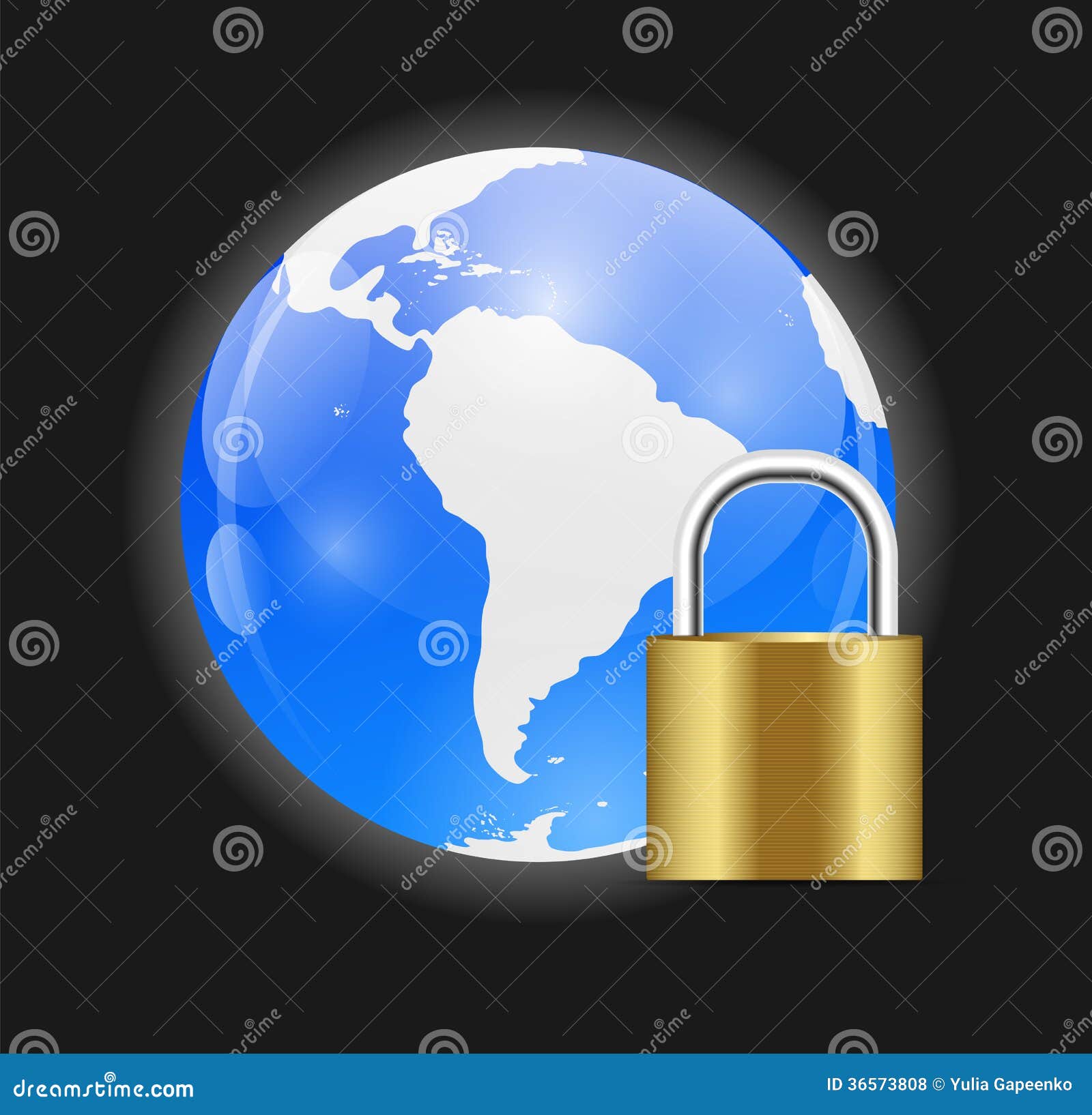 Globe Icon with Protection Lock Vector Stock Vector - Illustration of ...