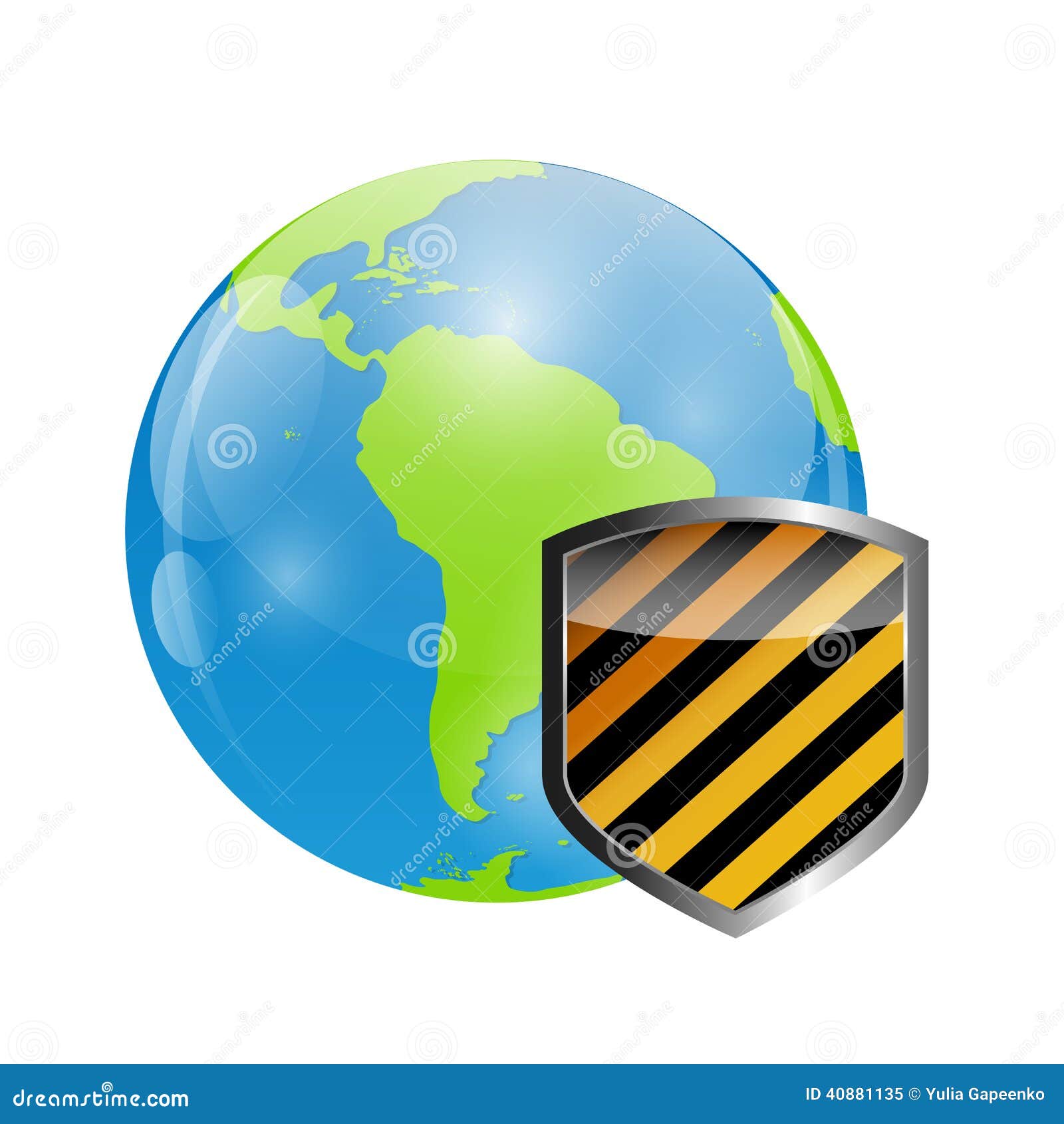 Globe Icon with Protection Shield Vector Stock Vector - Illustration of ...