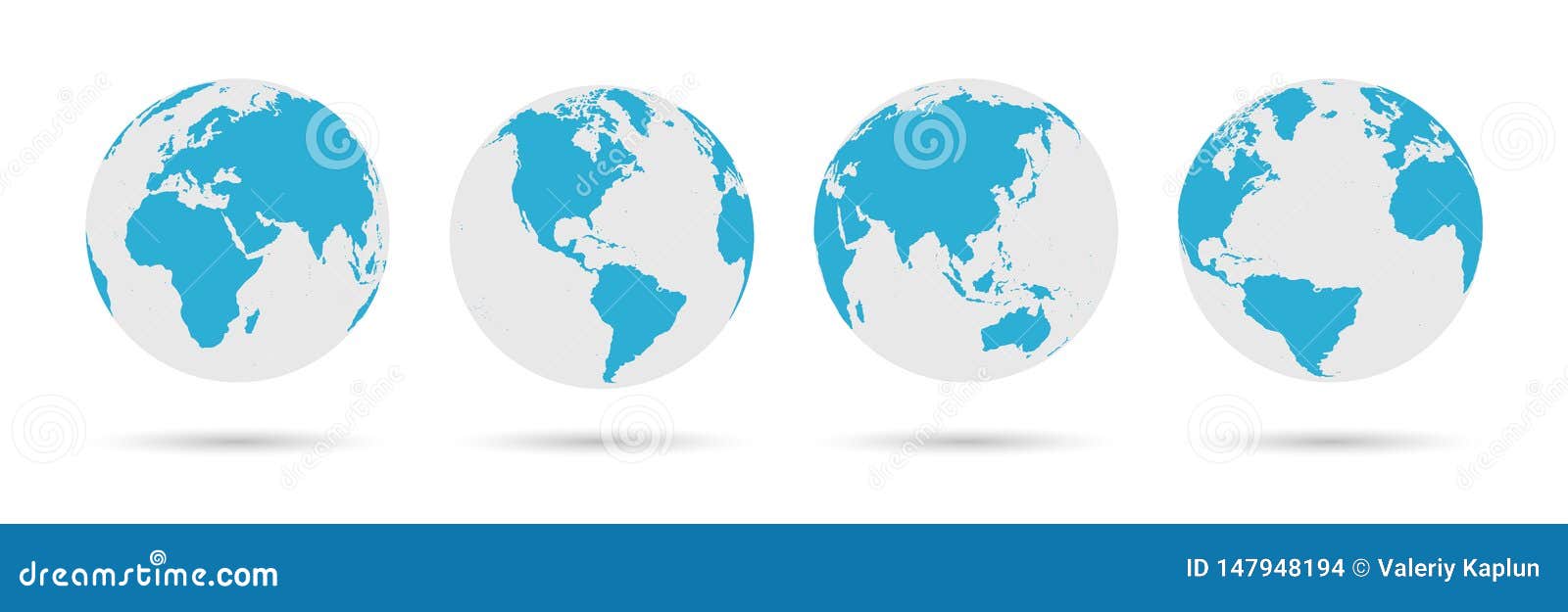 Globe Icon Set - Round World Map Vector Flat Stock Illustration ...