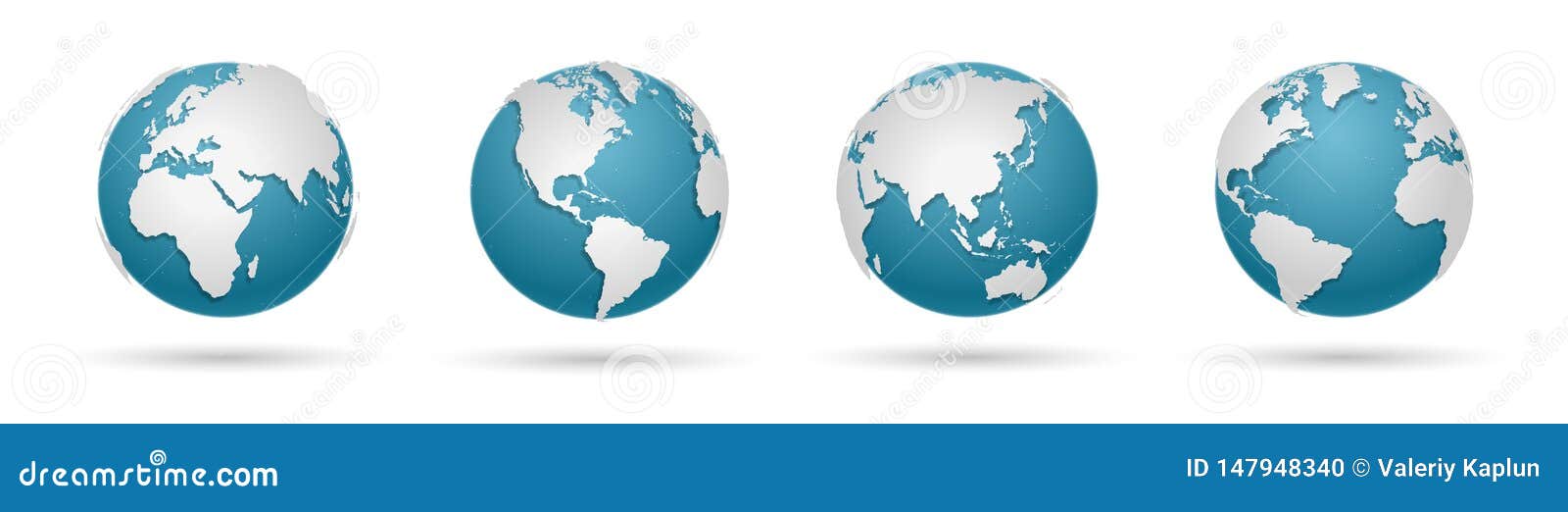 Globe Icon Set - Round World Map Vector Flat Stock Illustration ...