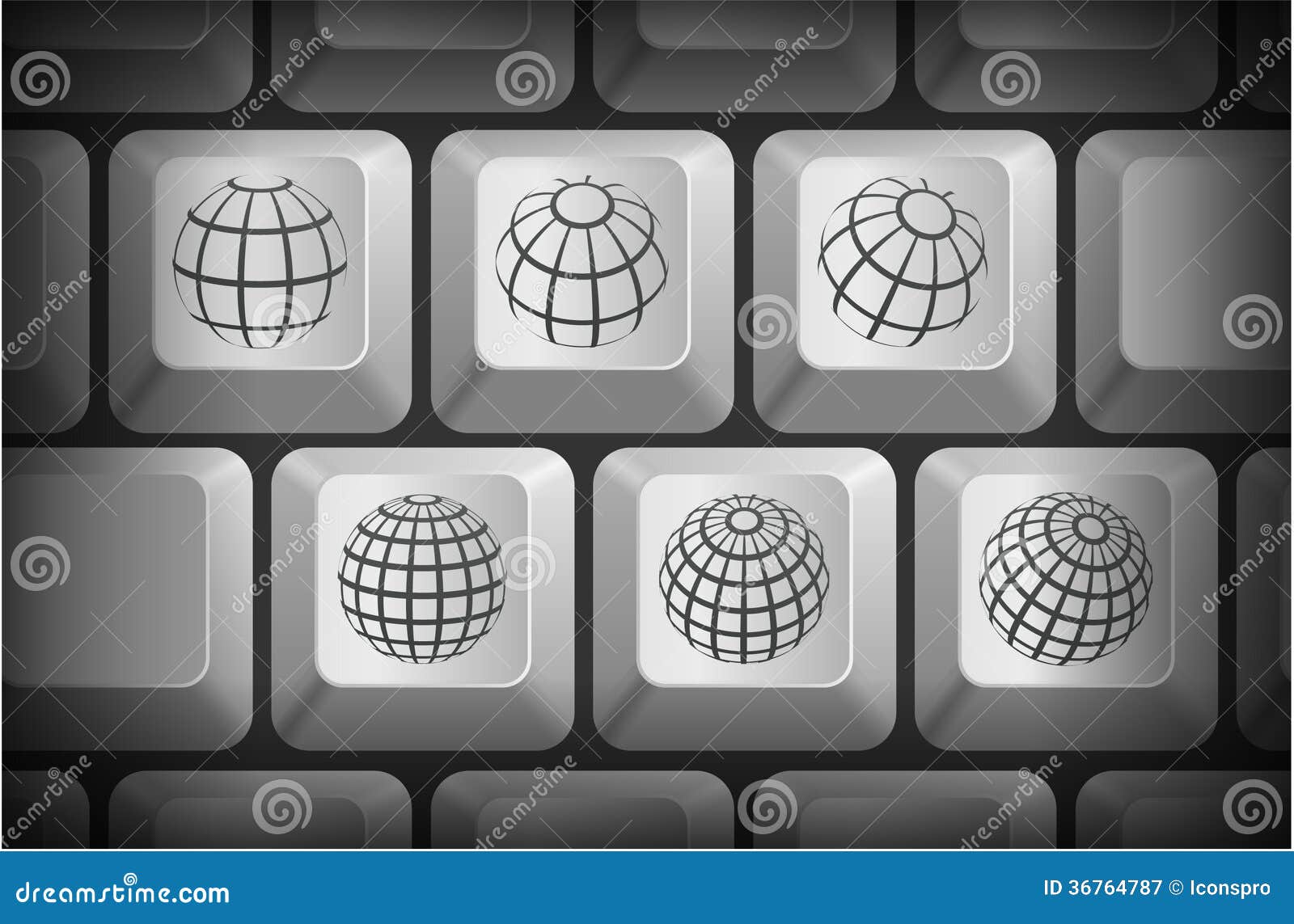 Globe Icons on Computer Keyboard Buttons Stock Illustration ...