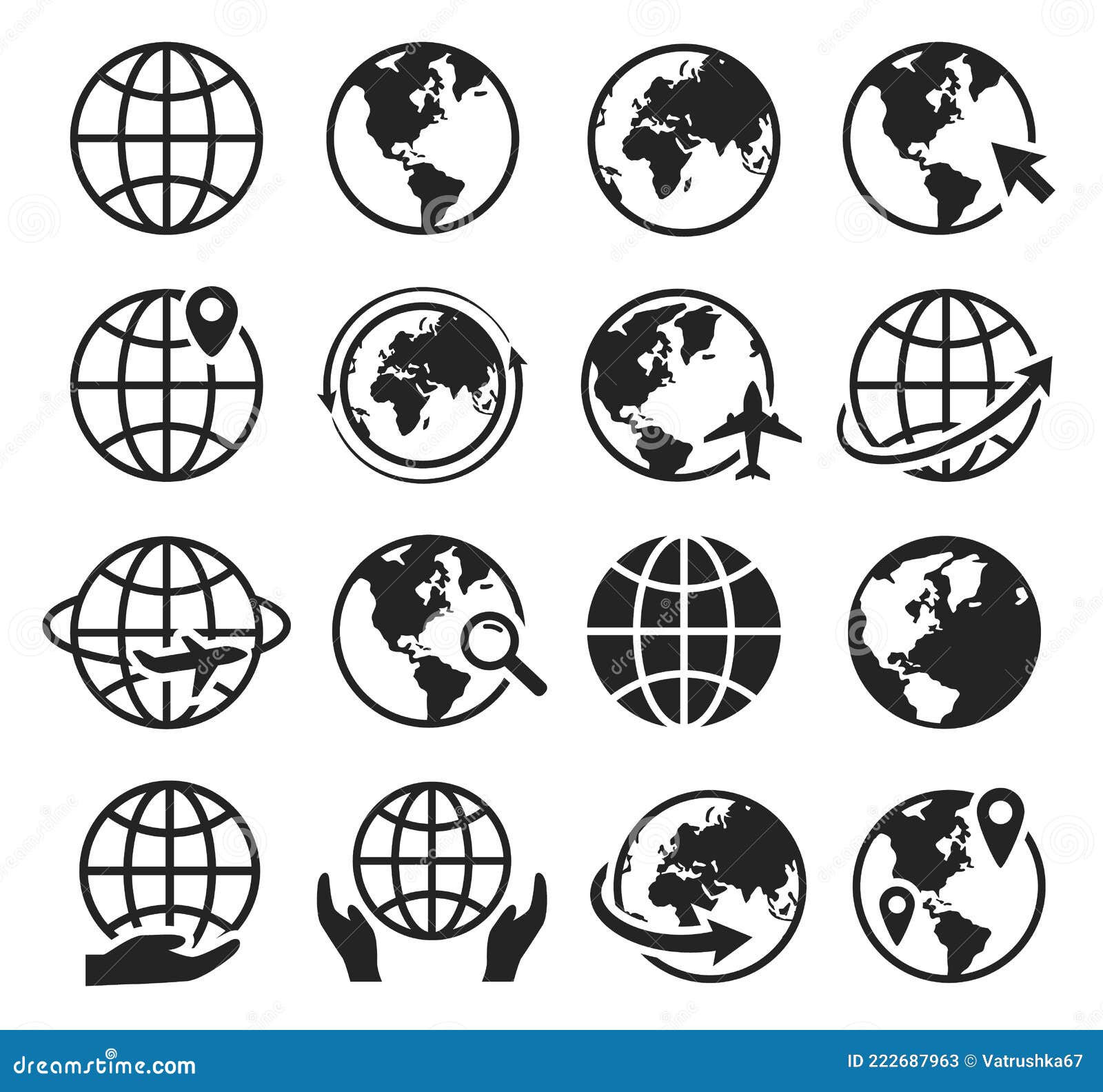 Globe Icons. Internet Web Icon with Globe, Cursor, Arrow. Global Plane ... Globe Icons. Internet Web Icon with Globe, Cursor, Arrow. Global Plane ...