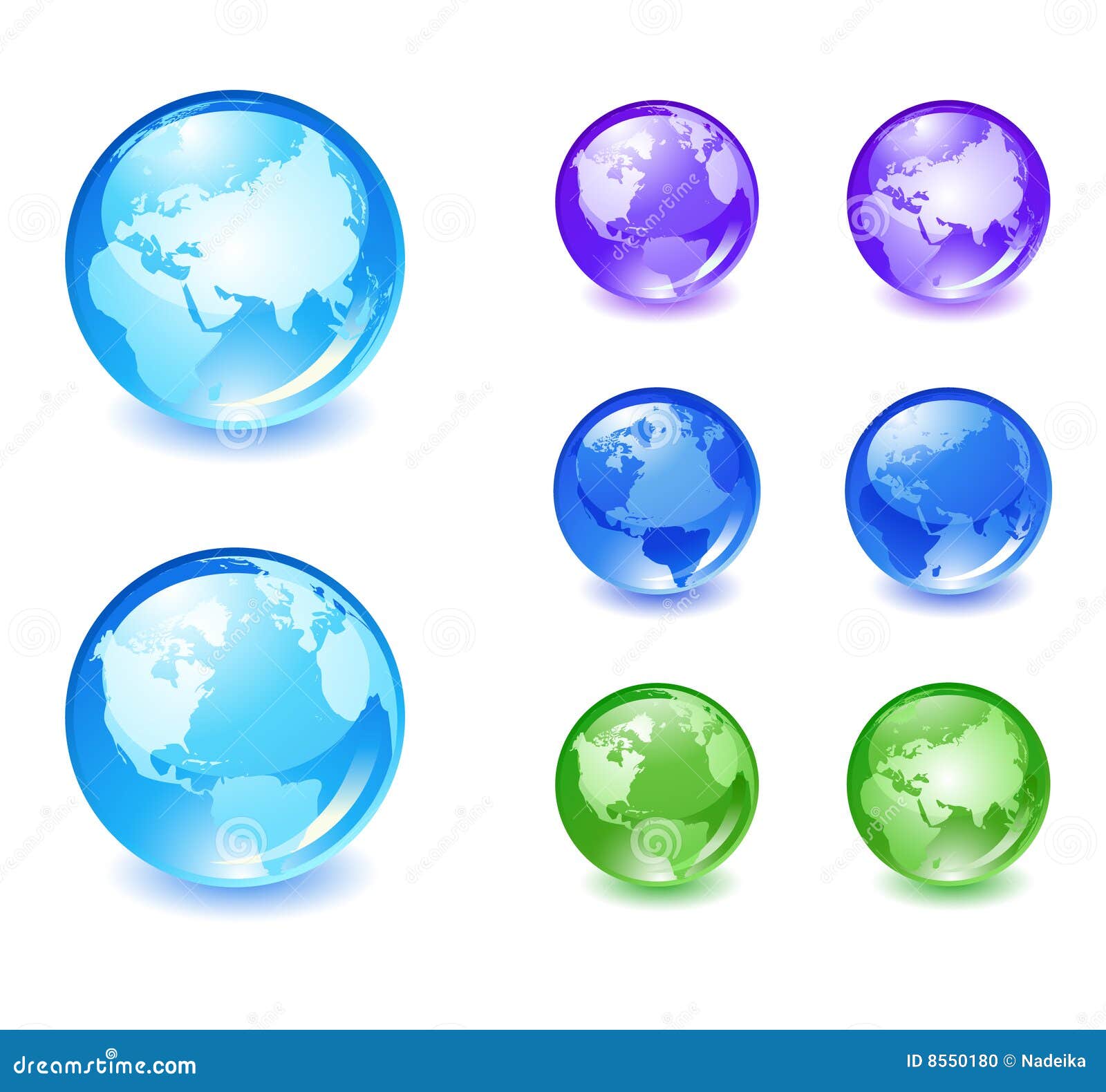 Globe icons set 2 stock vector. Illustration of asia, blue - 8550180