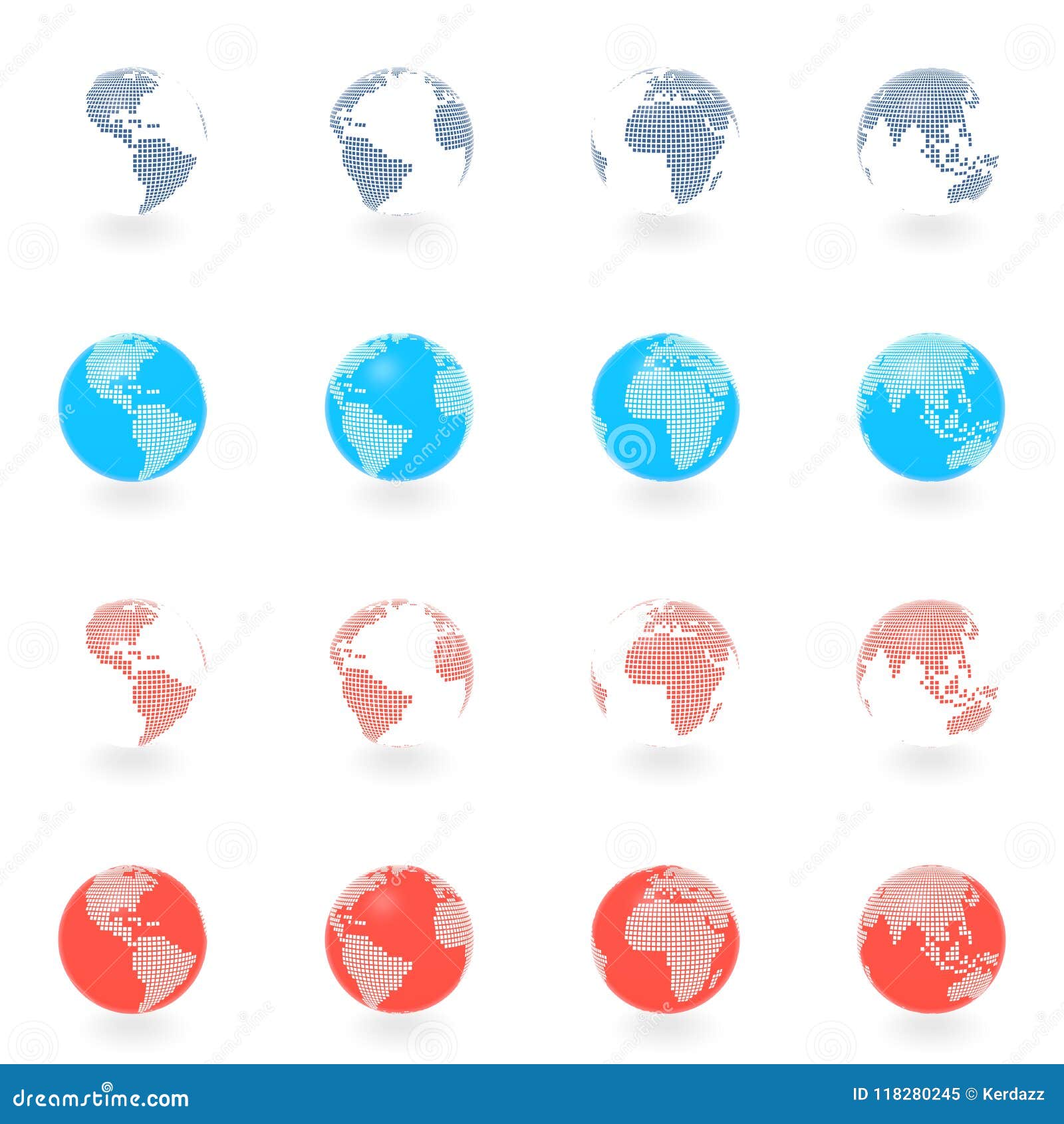 Globe Icons Showing All Continents Stock Illustration - Illustration of ...