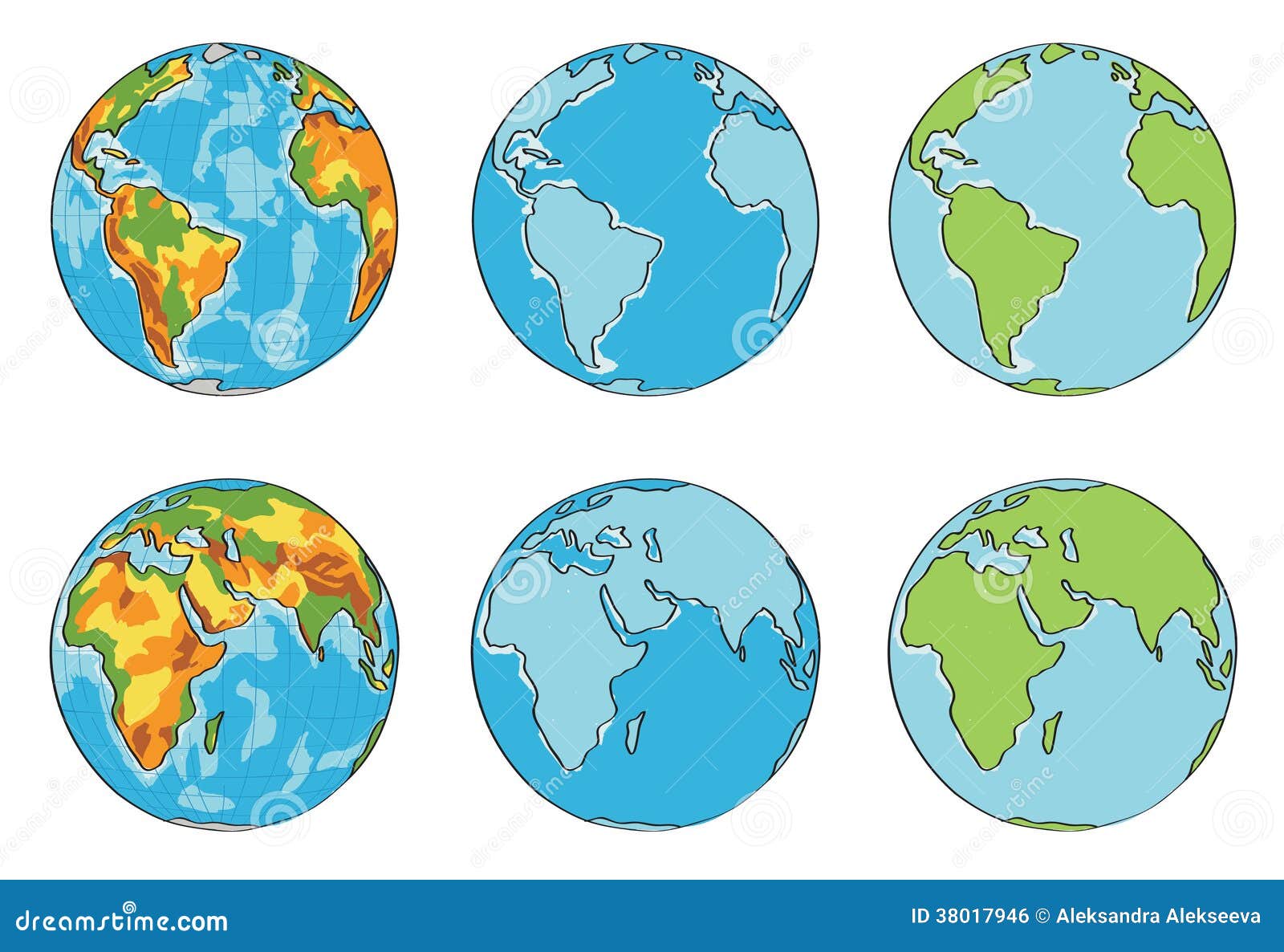 Globe Illustration with Different Colors Stock Vector - Illustration of ...