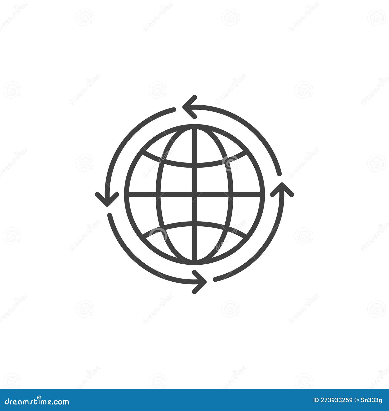 Globe Inside Arrows Vector Concept Line Icon or Symbol Stock ...