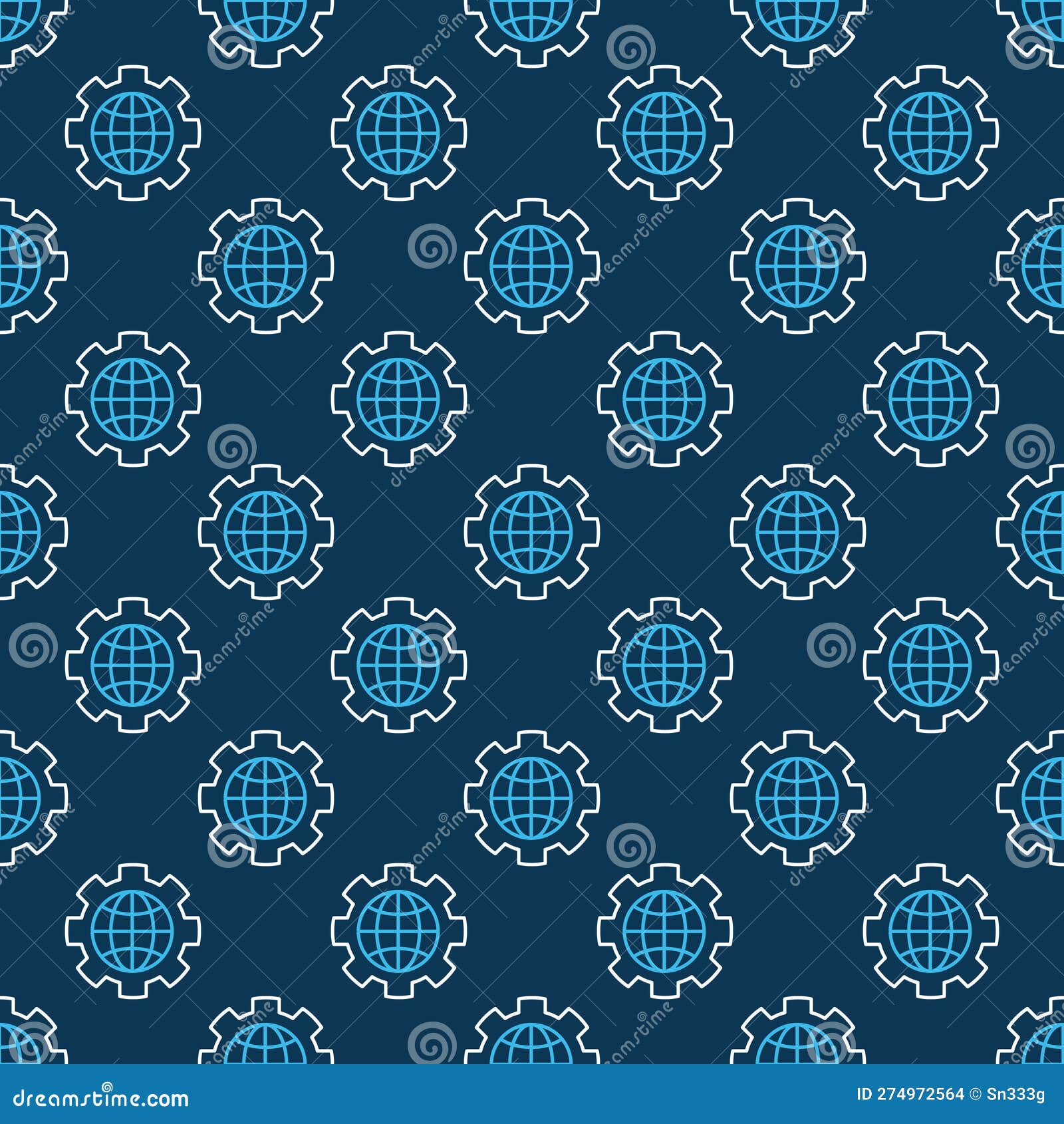 Globe Inside Gear Vector Concept Line Seamless Pattern Stock ...