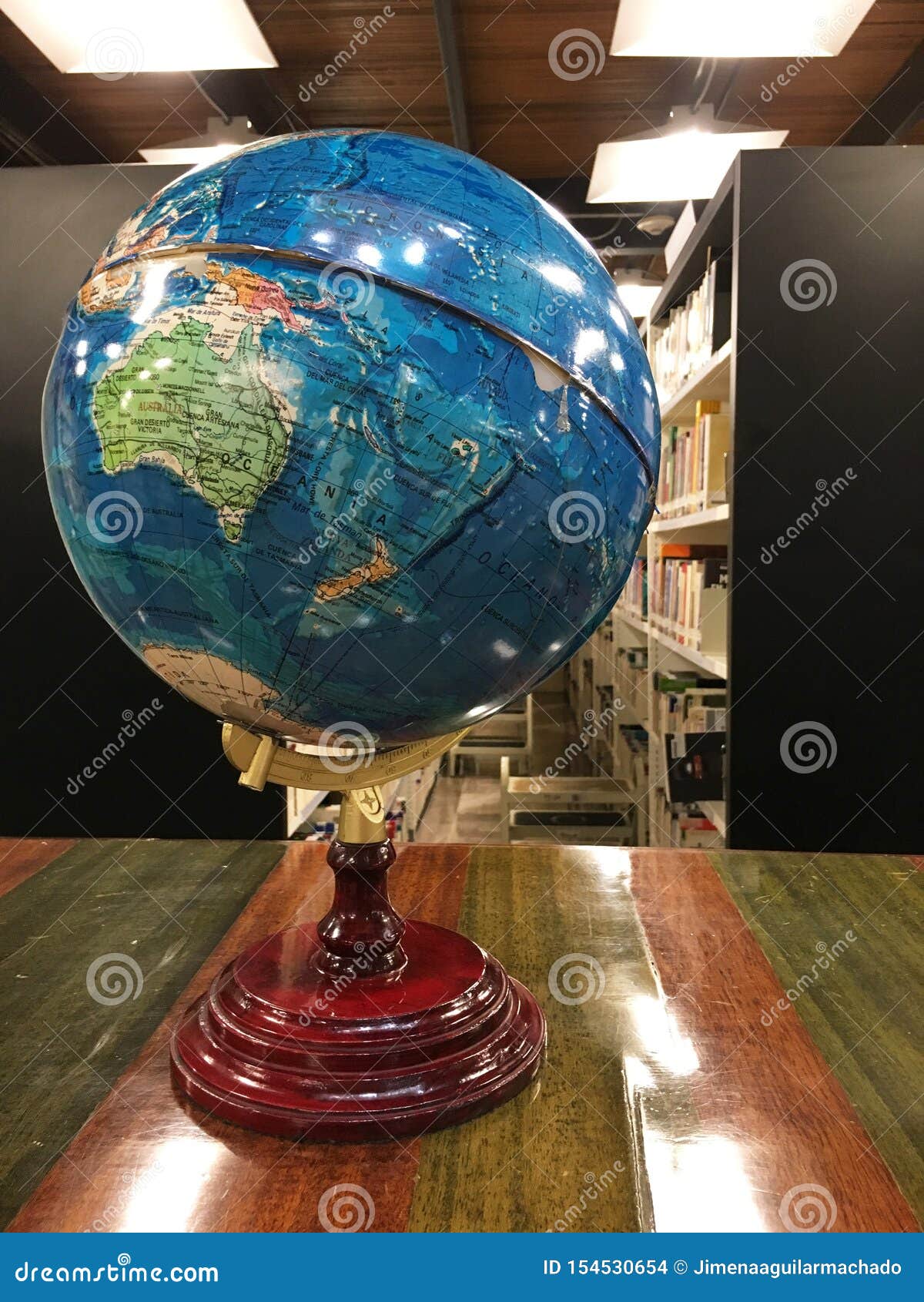 A Globe Inside the Public Library Stock Photo - Image of travel ...