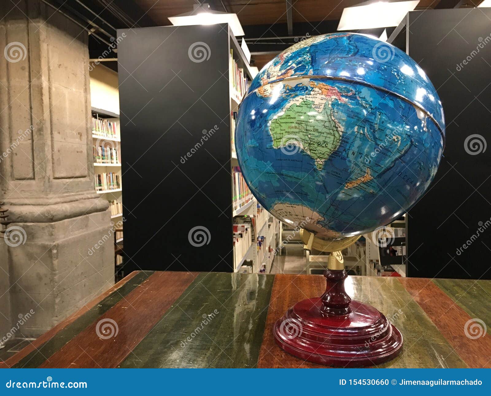 A Globe Inside the Public Library Stock Photo - Image of geography ...