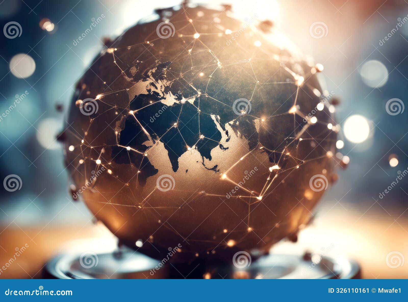 Globe Interconnected Network Abstract Sphere Line Background ...