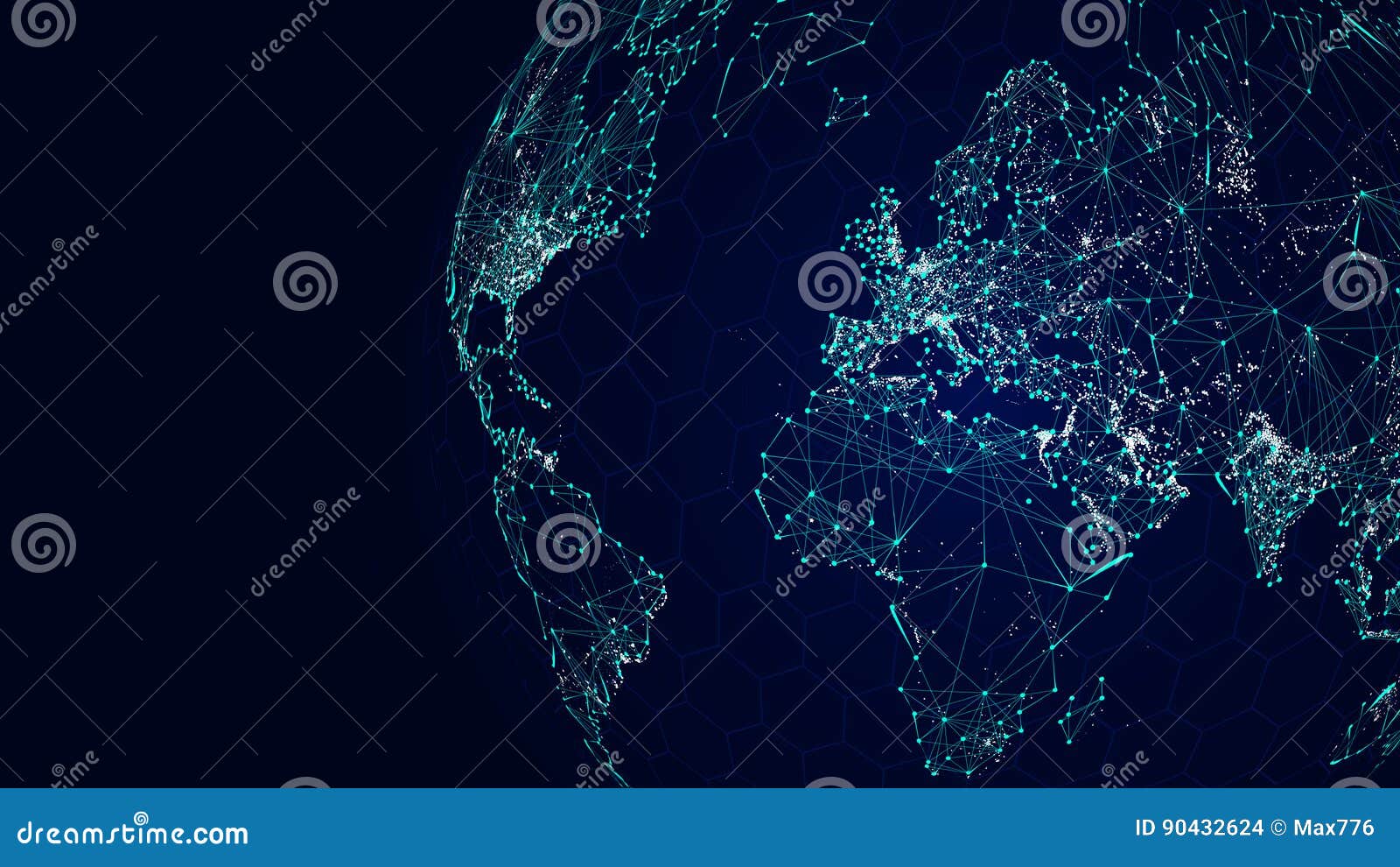 Globe International Network, Sci-fi World Map Background Stock Vector ...