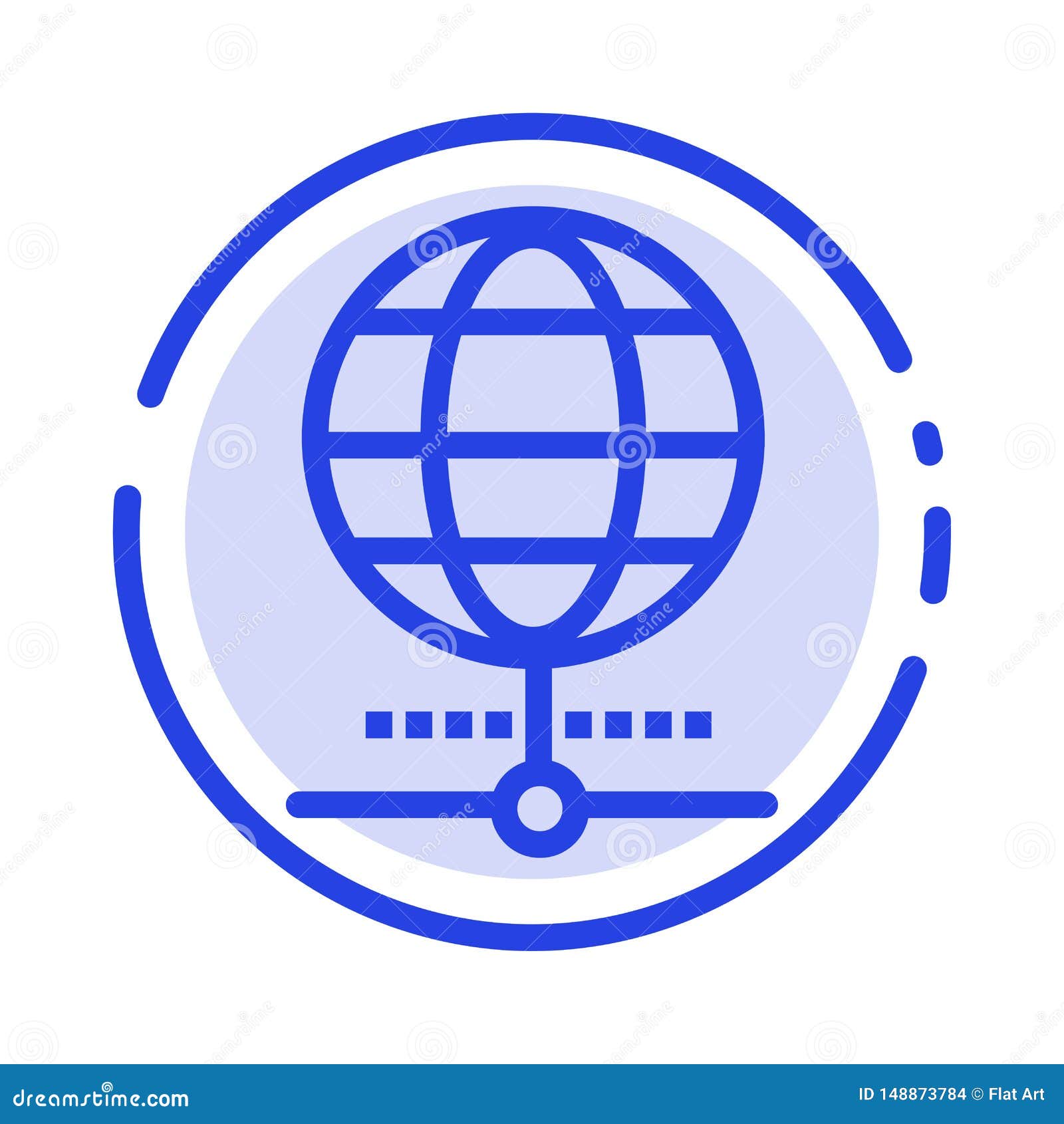 Globe, Internet, Browser, World Blue Dotted Line Line Icon Stock Vector ...