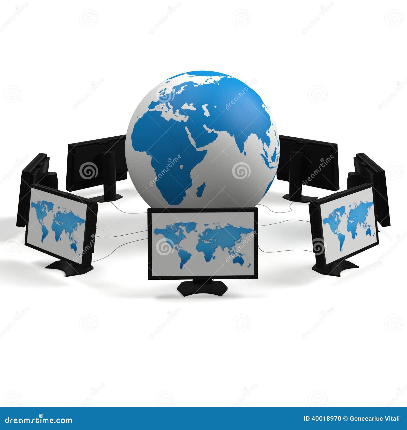 Globe and monitors stock illustration. Illustration of comunications ...