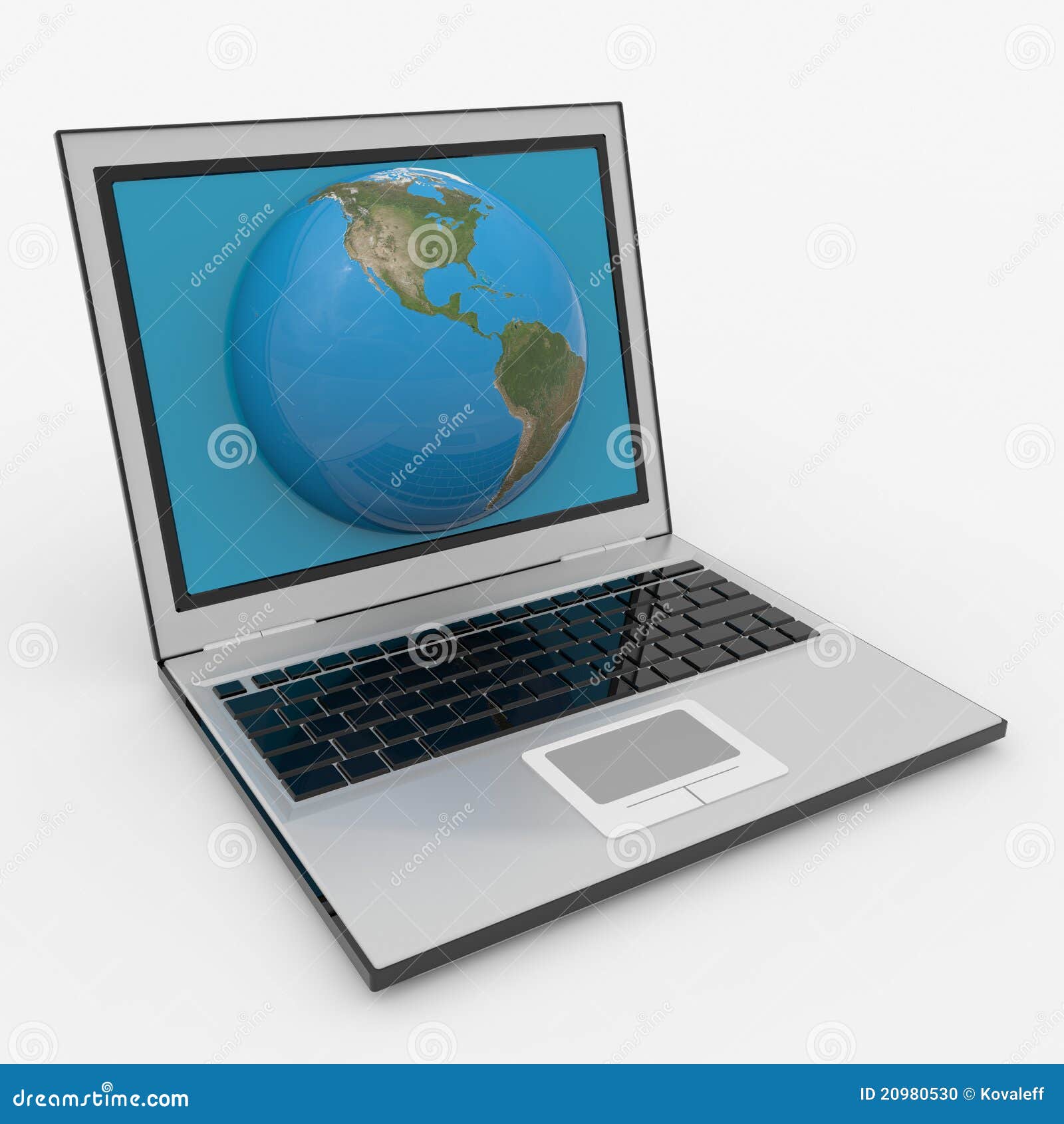 Globe into laptop screen stock illustration. Illustration of ...