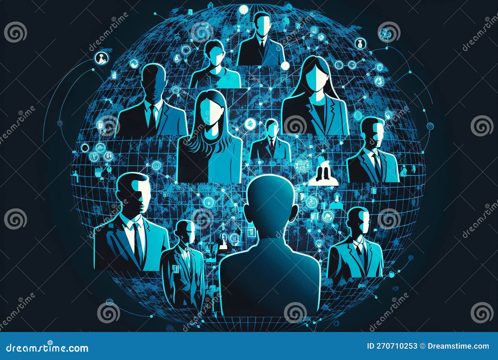 Globe with Large Number of People Displaying Business Concept through ...