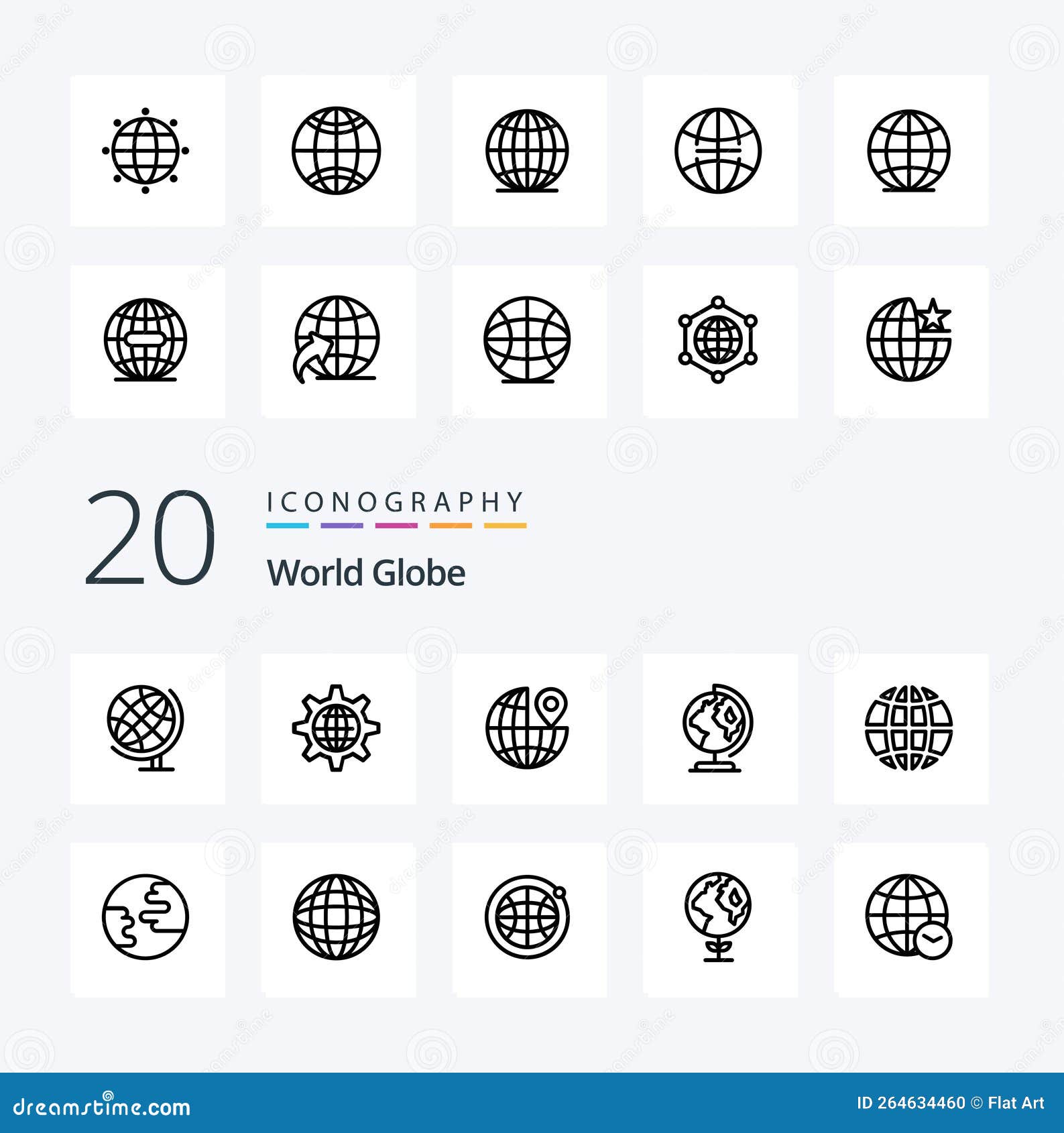 20 Globe Line Icon Pack Like World Global Globe Map Globe Stock Vector ...