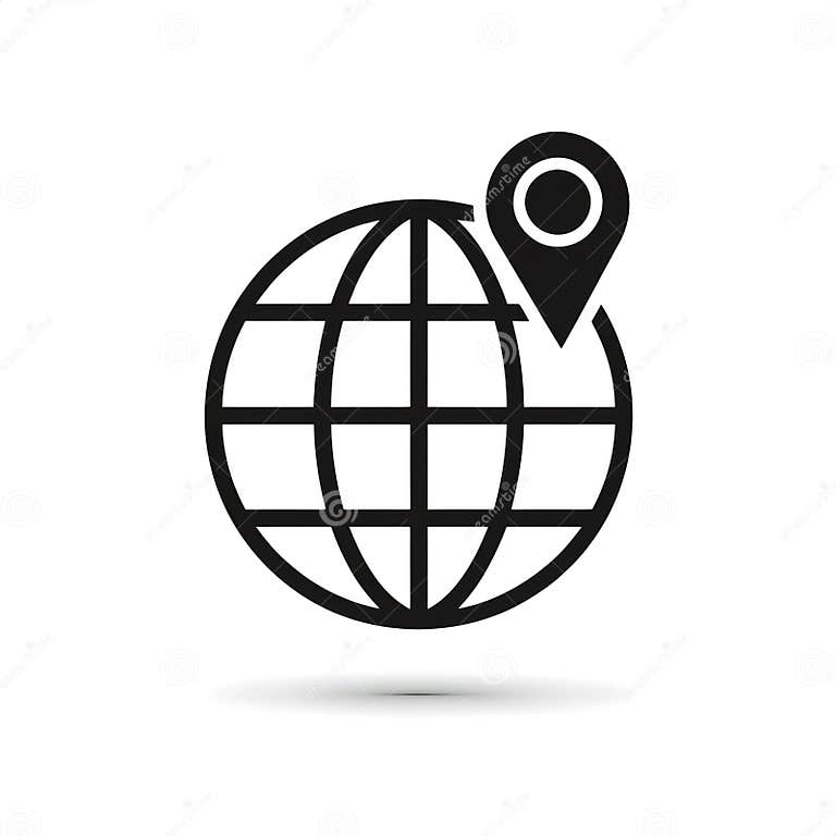 Globe with Location Pin Symbolizing Global Navigation Stock ...