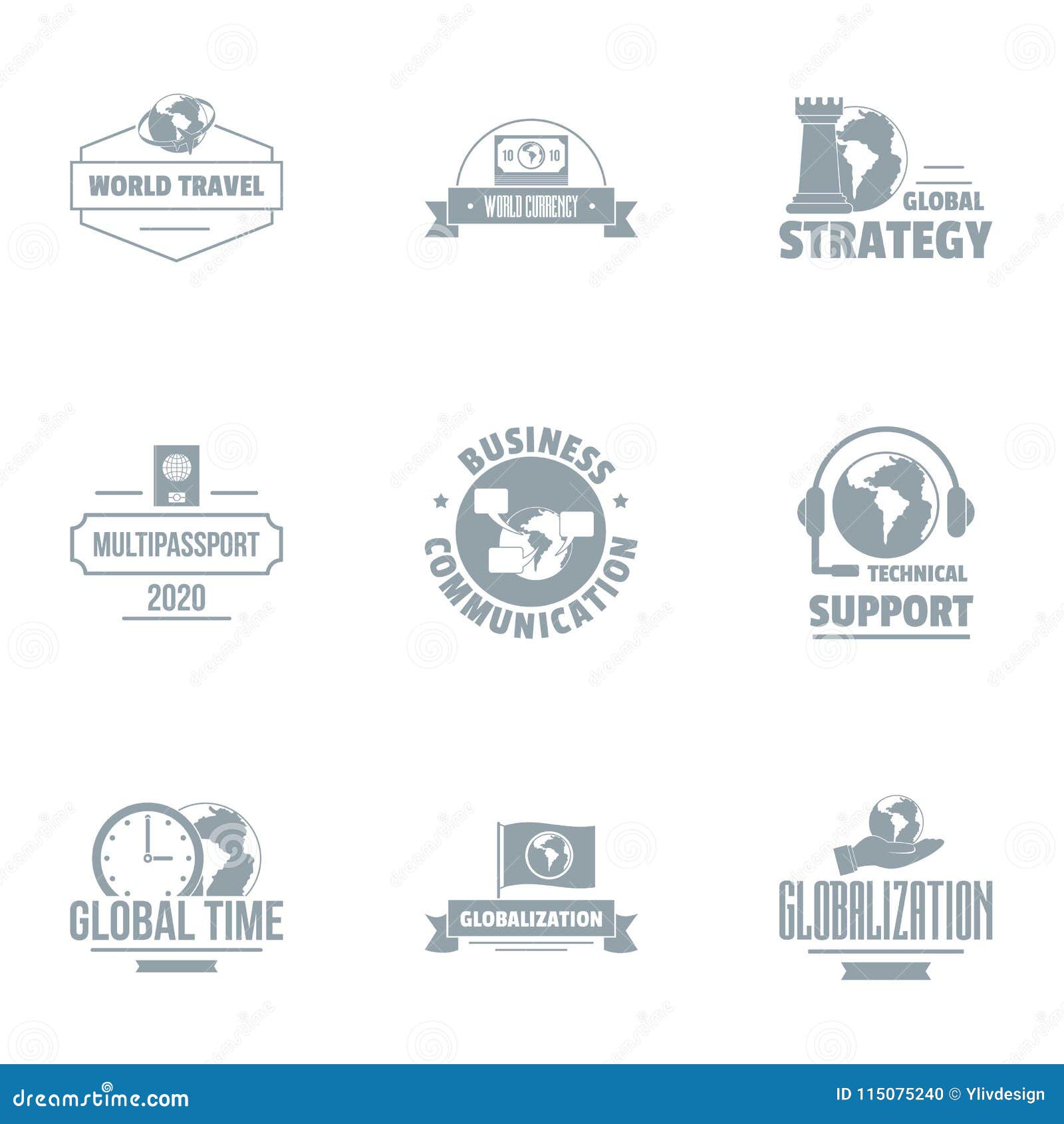 Globe Logo Set, Simple Style Stock Vector - Illustration of logotype ...