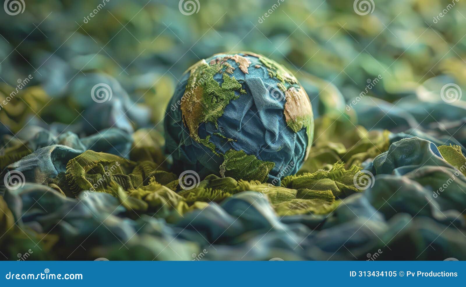Globe Made of Fabric of Different Colors, Earth Day Concept. Stock ...