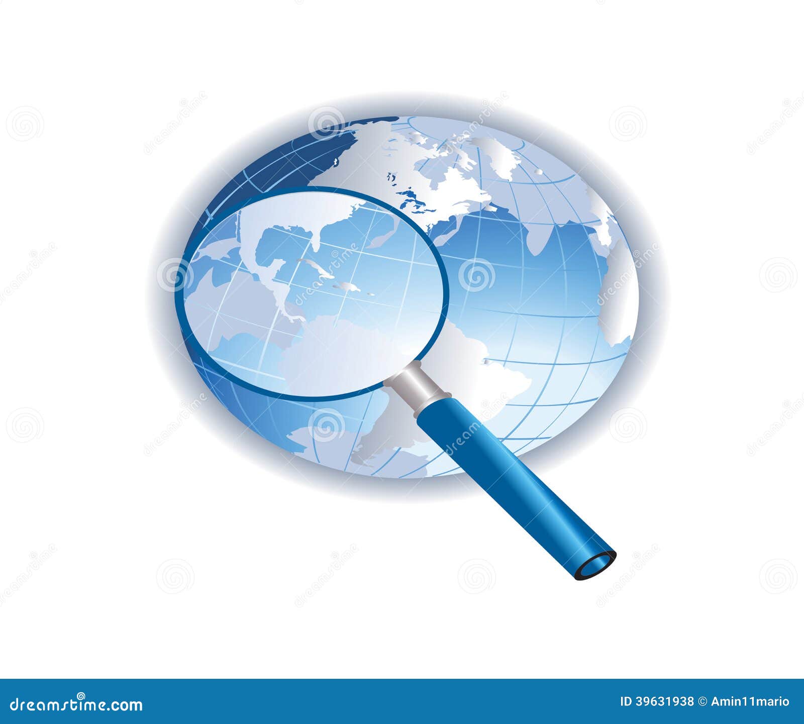Globe with Magnifying Glass Stock Illustration - Illustration of love ...