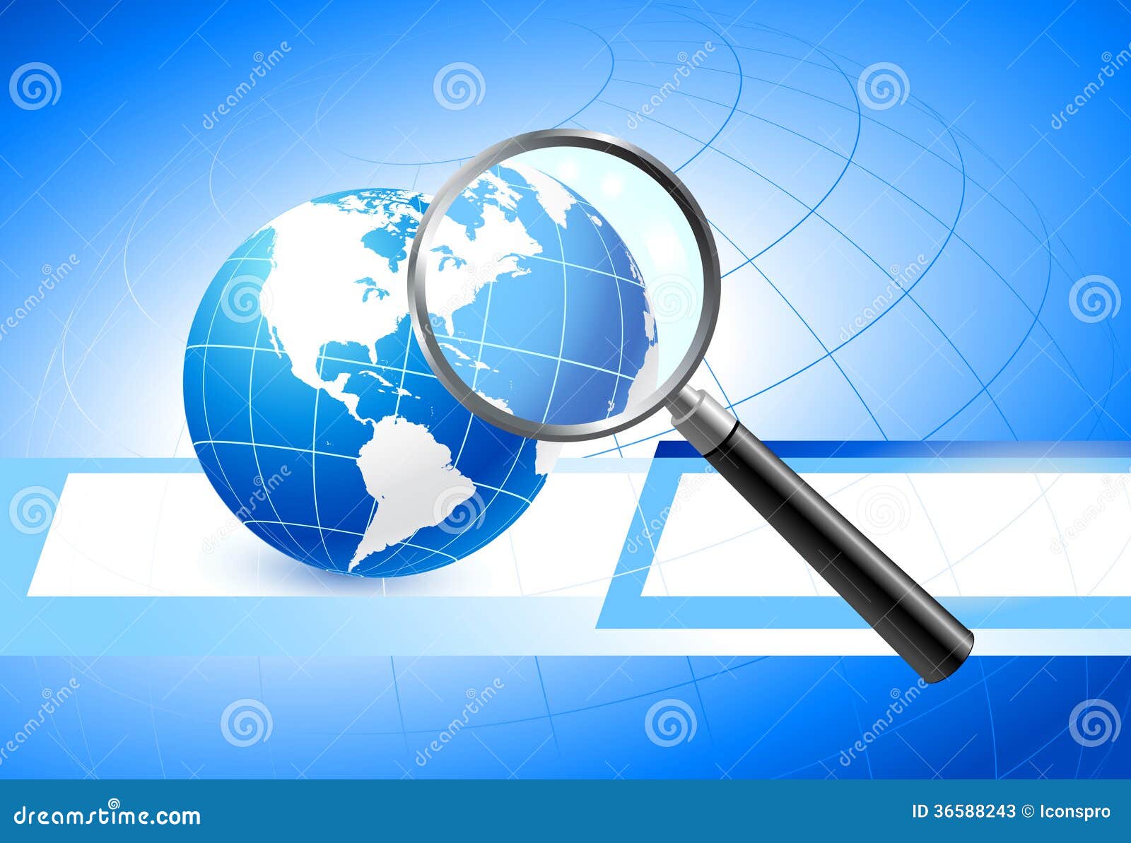 Globe with Magnifying Glass Stock Illustration - Illustration of focus ...