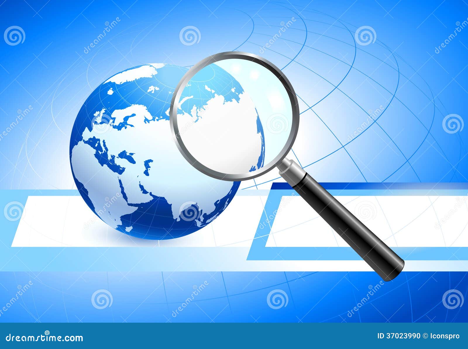 Globe with Magnifying Glass Stock Illustration - Illustration of ...