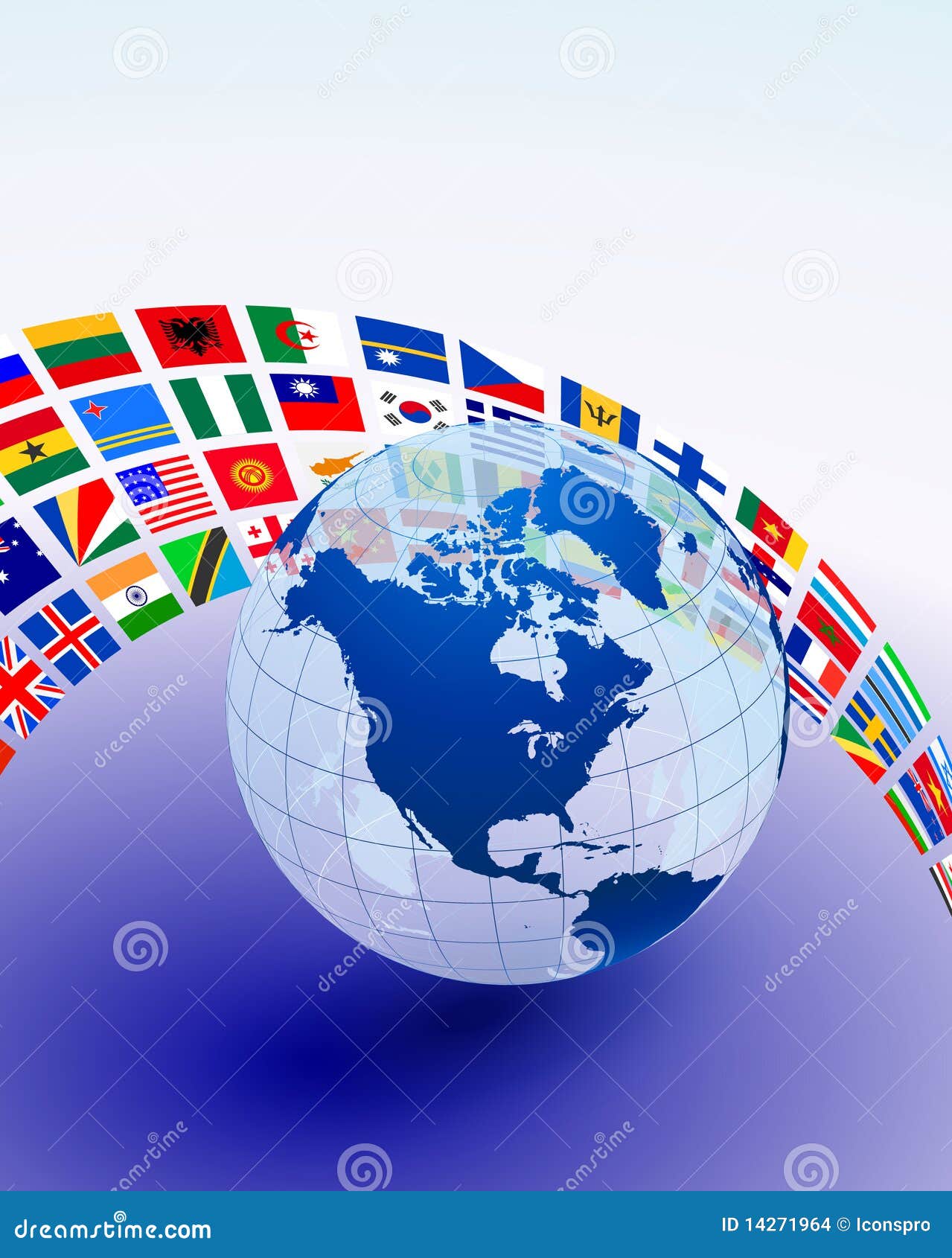 Globe with Many Flag Banner Stock Illustration - Illustration of ...