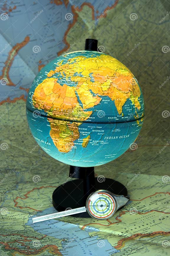 Globe on map stock photo. Image of azimuth, education, hike - 959886