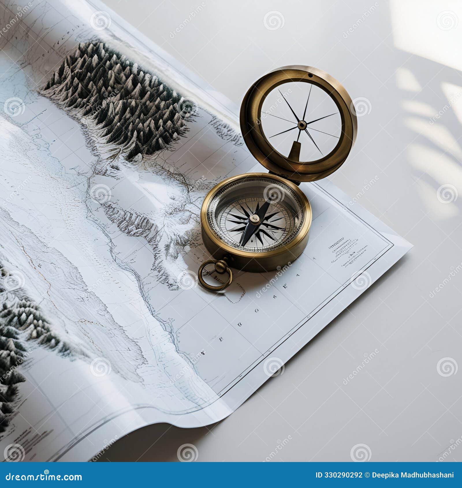 Globe Map, with Compass, Education Concept Stock Illustration ...