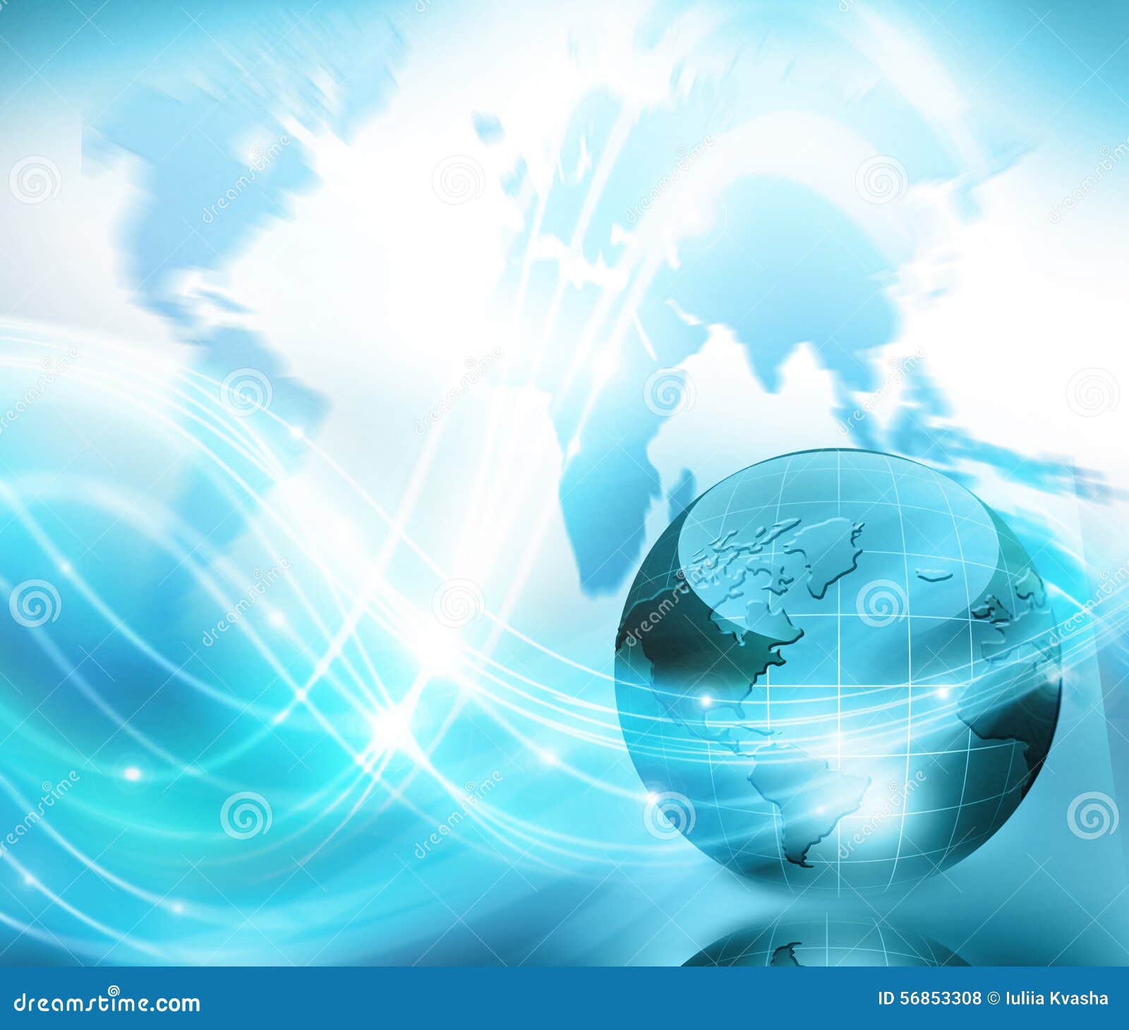 Globe, Map, Flashes of Light, Rays, Line Stock Photo - Image of ...