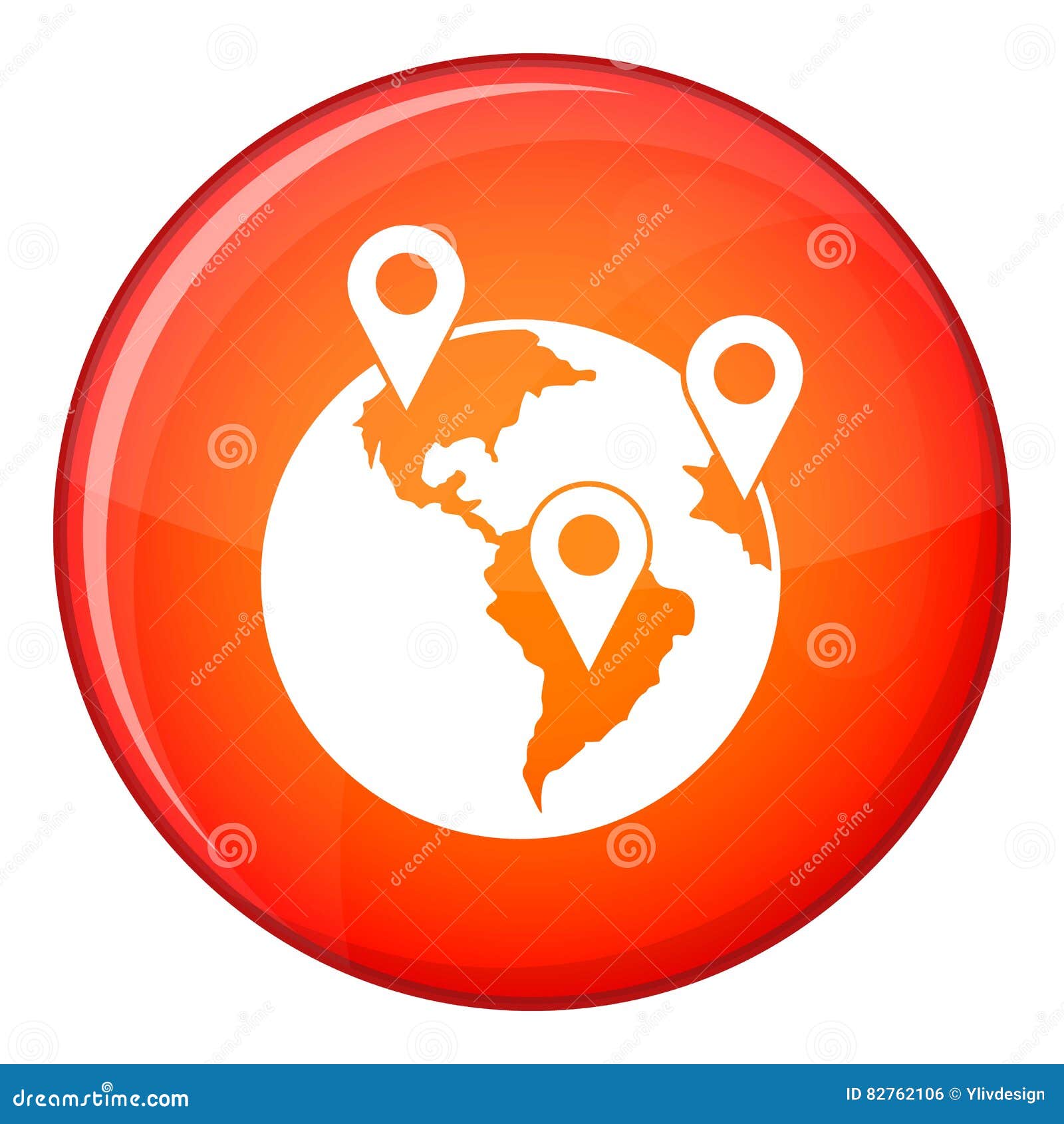 Globe and Map Pointers Icon, Flat Style Stock Vector - Illustration of internet, geography: 82762106