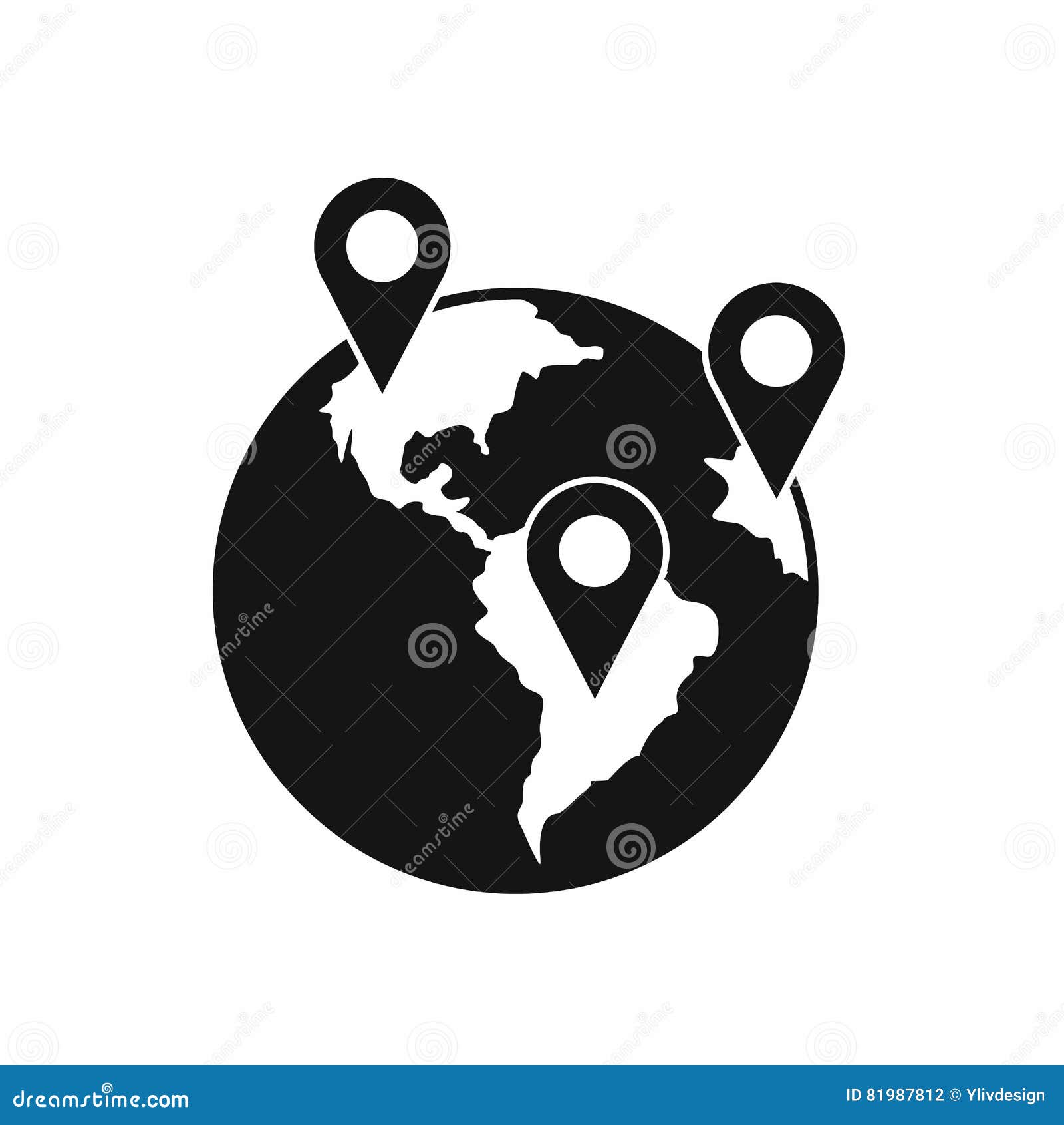 Globe and Map Pointers Icon Stock Vector - Illustration of communication, global: 81987812