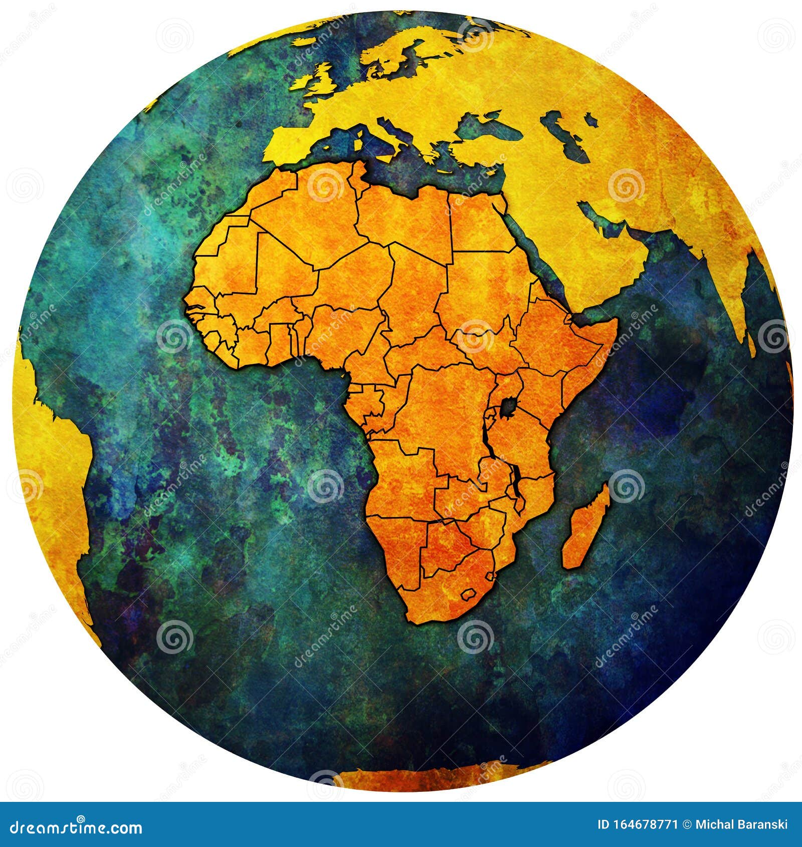 Globe Map with Political Map of Africa Stock Illustration ...