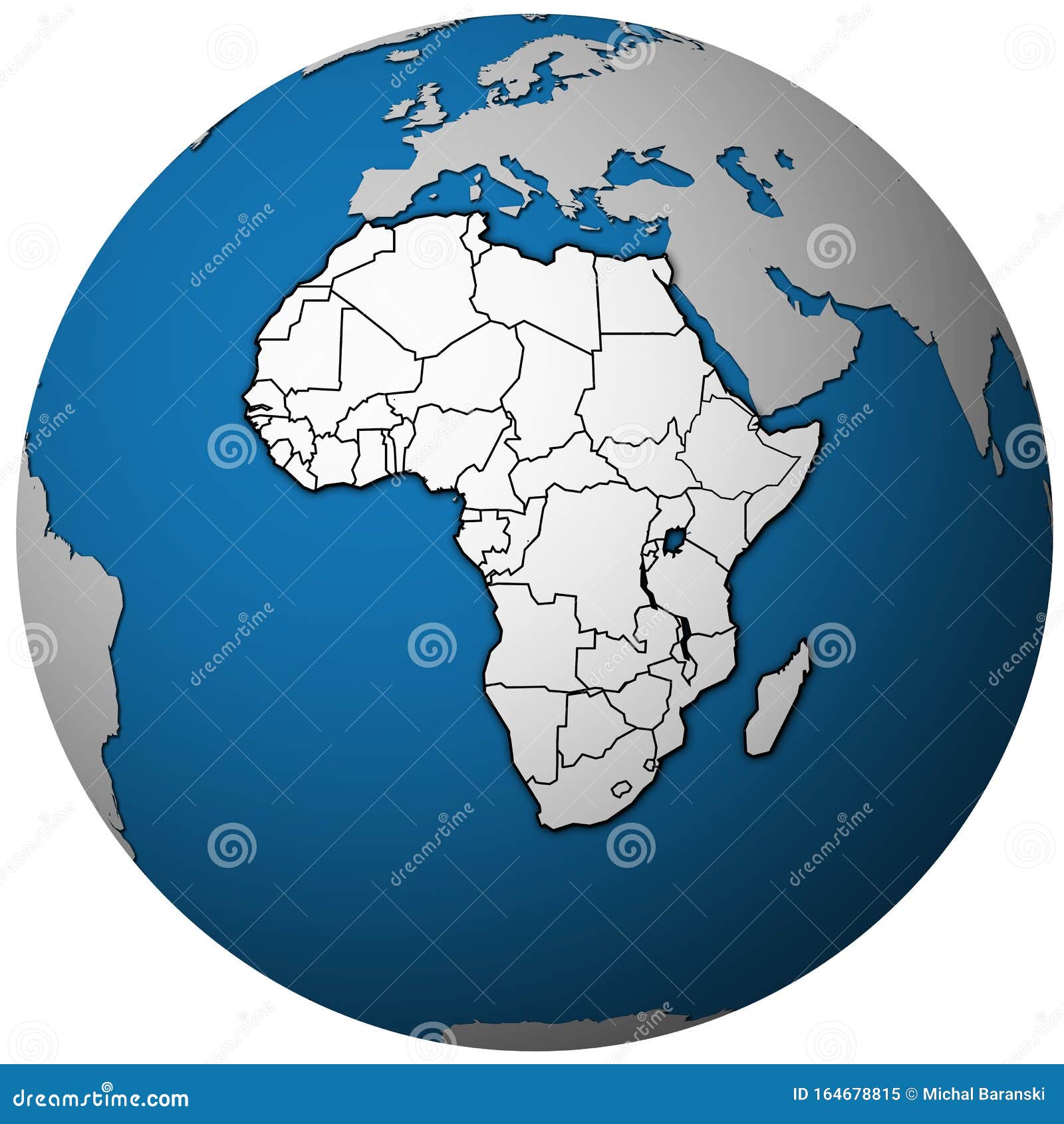 Globe Map with Political Map of Africa Stock Illustration ...