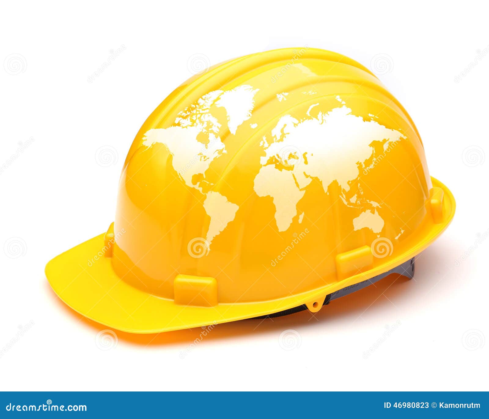 Globe map on safety helmet stock image. Image of earth - 46980823