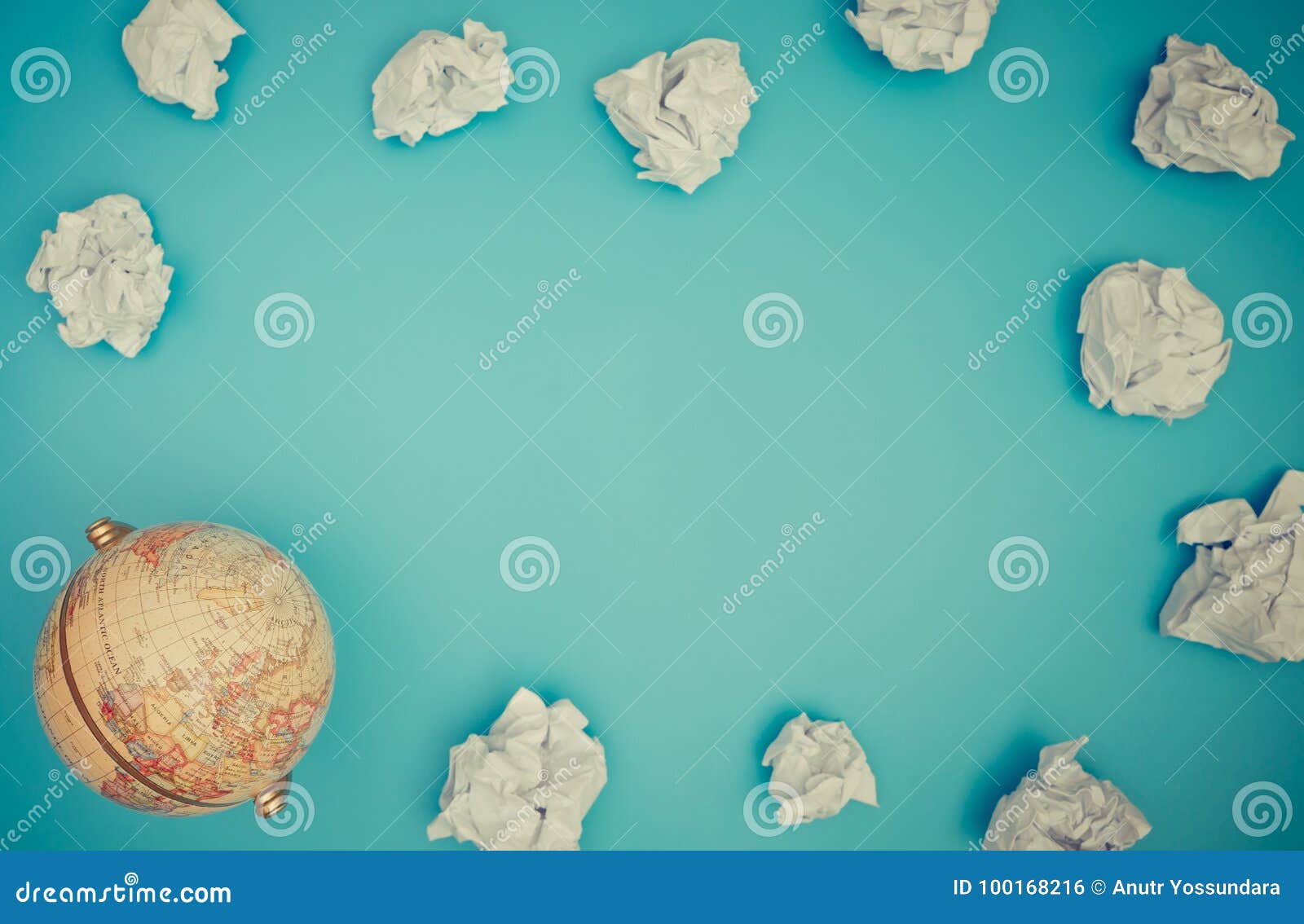 Globe Map in Sky with Cloud and Blue Stock Photo - Image of world ...