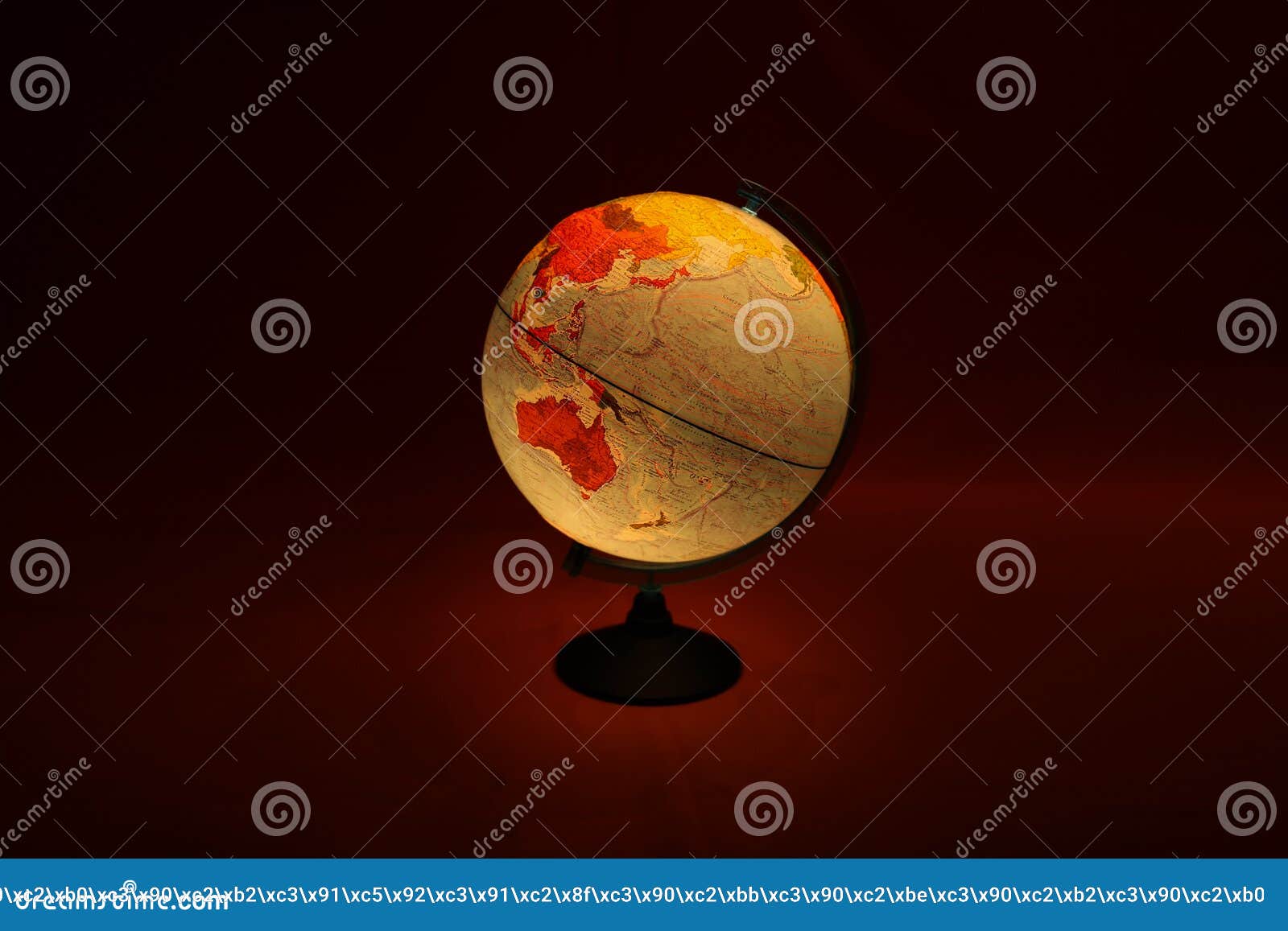 Globe or Map of the World Lamp Glowing with Illumination in the Dark ...