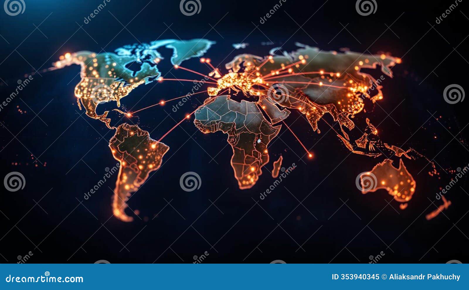 A Globe with a Map of the World and a Network of Lines Connecting the ...