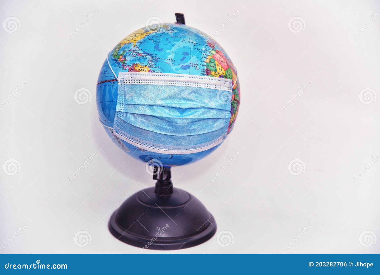 Globe with mask stock photo. Image of mask, white, masks - 203282706