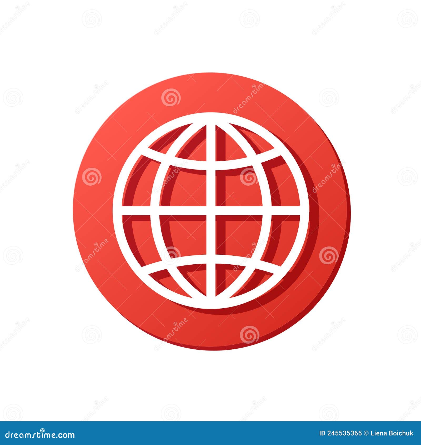 Globe with Meridians, Red Rounded Vector Icon Stock Vector ...