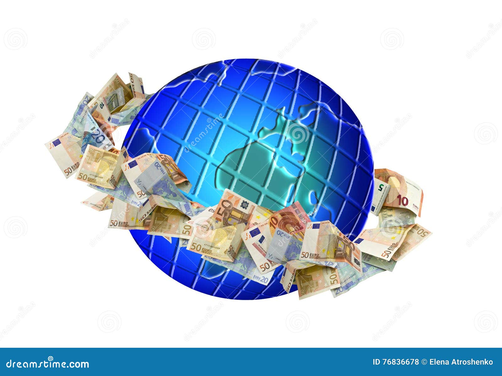 Globe with money around stock illustration. Illustration of save - 76836678