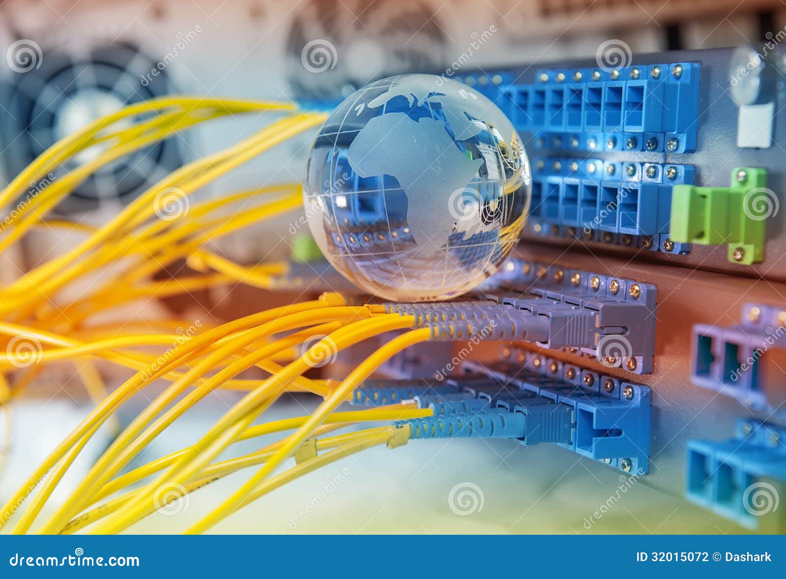 Globe with Network Cables and Servers Stock Photo - Image of abstract ...