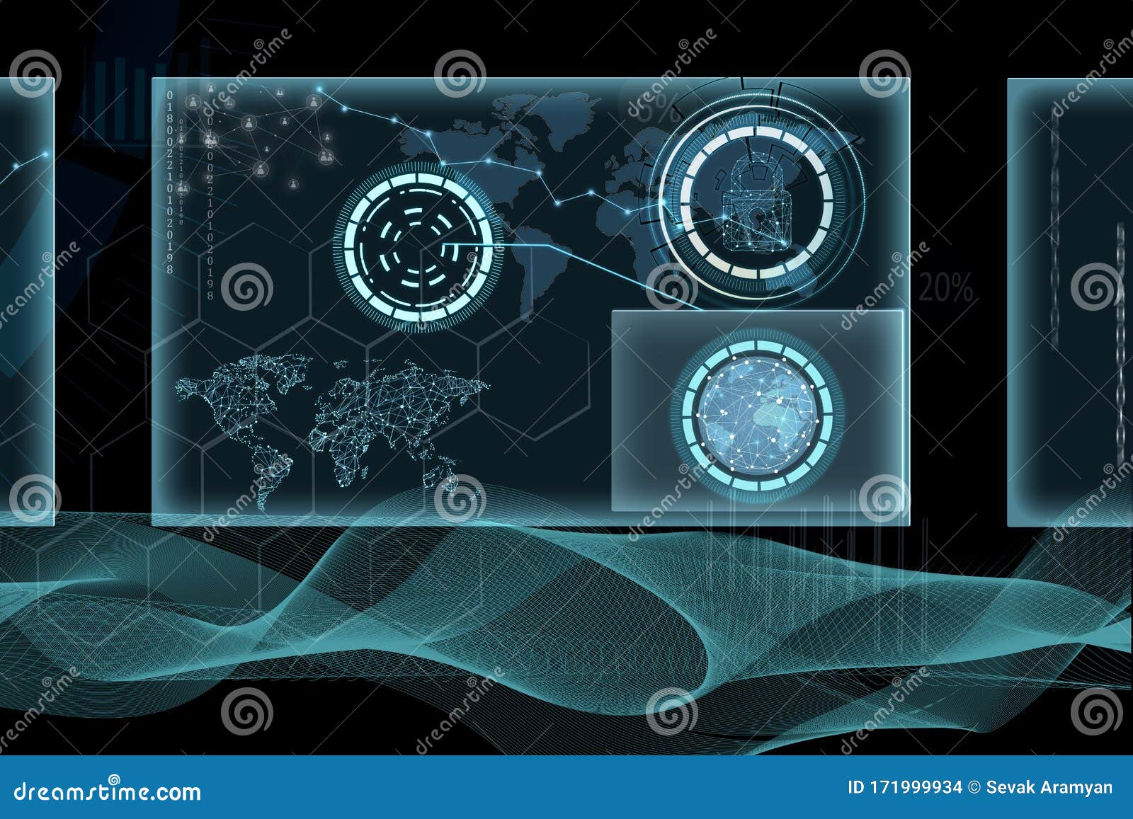 Globe network in screen stock illustration. Illustration of ideas ...