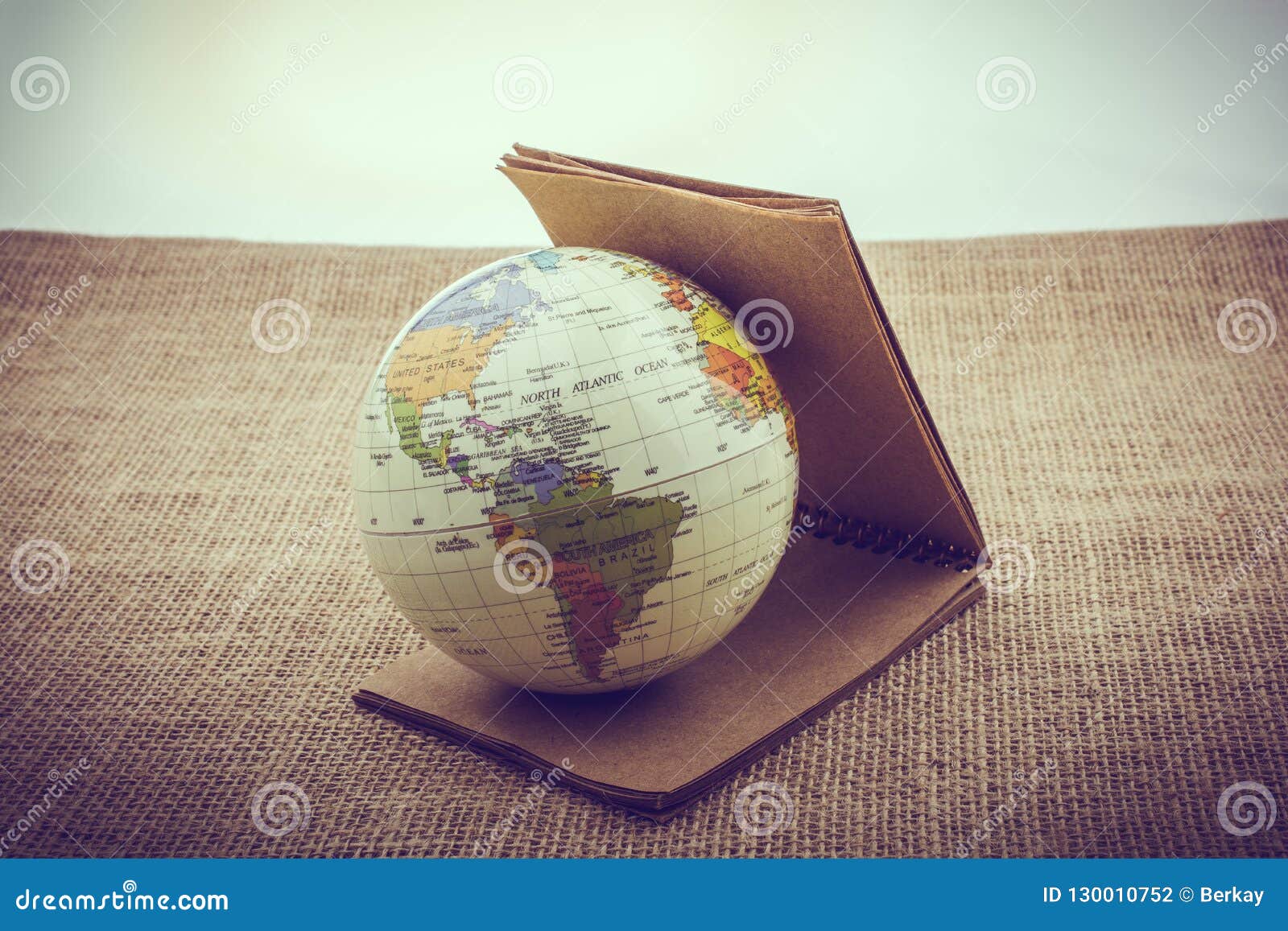 Globe with a Notebook on Canvas Stock Photo - Image of shopping ...